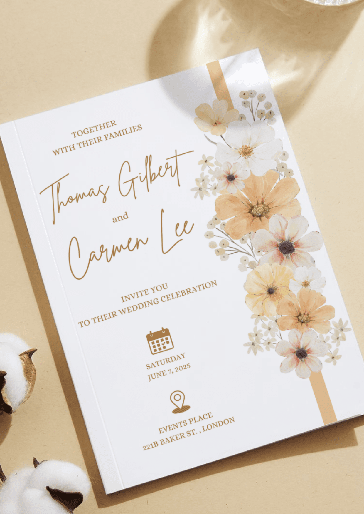 Minimalist Wedding Invitation Template VALENTINA Elegant Minimalist ...