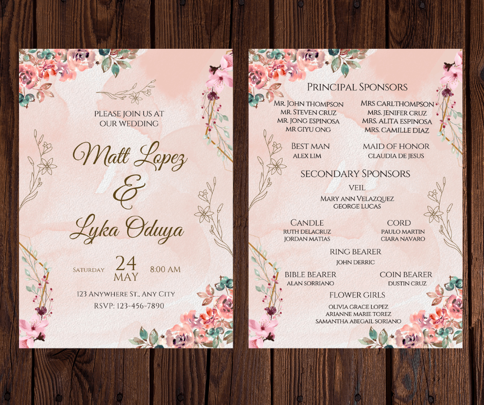 Pinoy Wedding Invitation Wedding Invitation Layout Design (5x7),