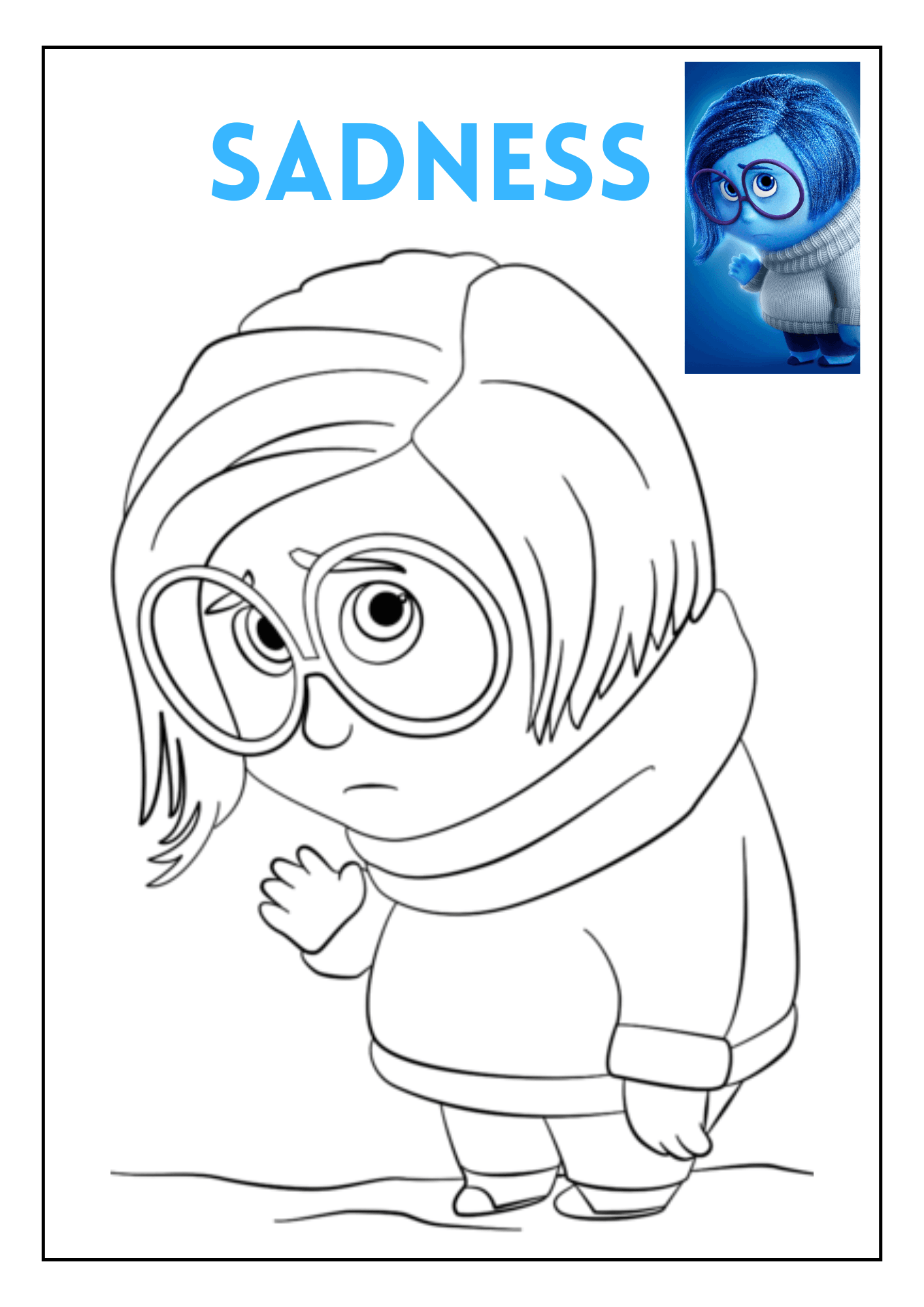 inside out 2 coloring pages sadness