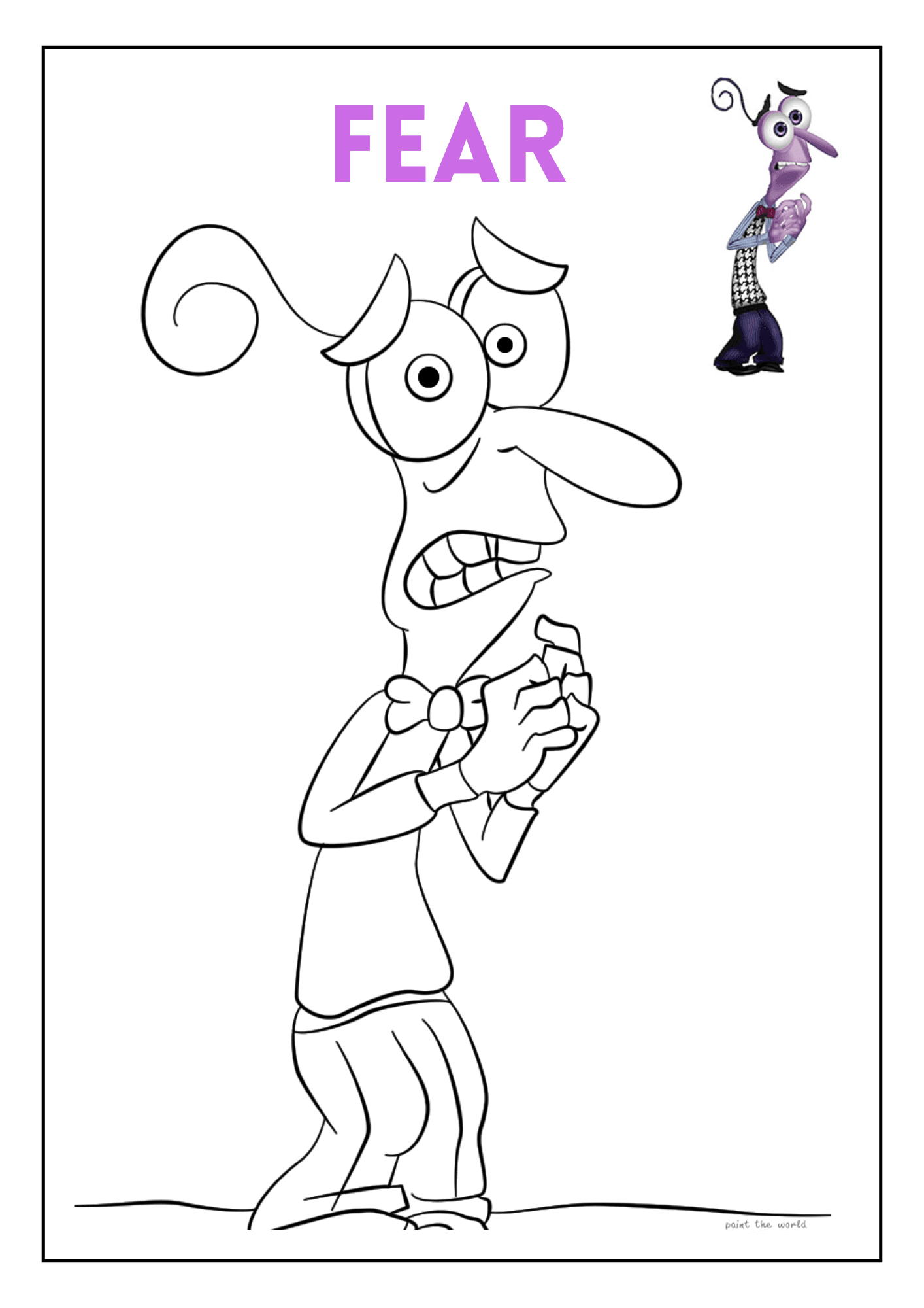 fear from inside out coloring pages