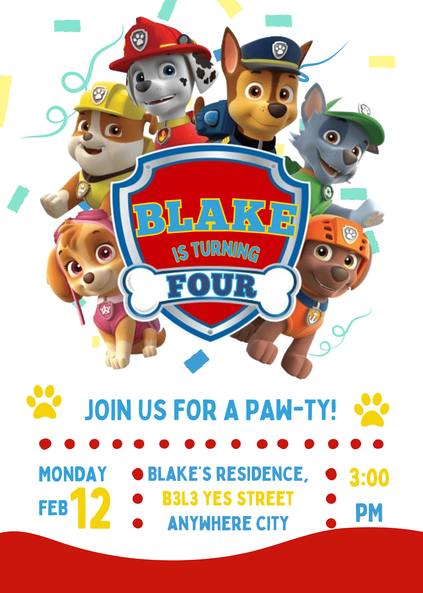 Paw Patrol Invitation Templates Editable With Ms Word Paw Patrol