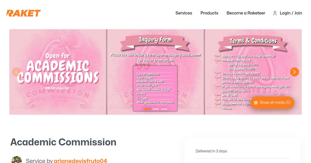 Academic Commissions by arianedevisfruto04 - Raket.PH