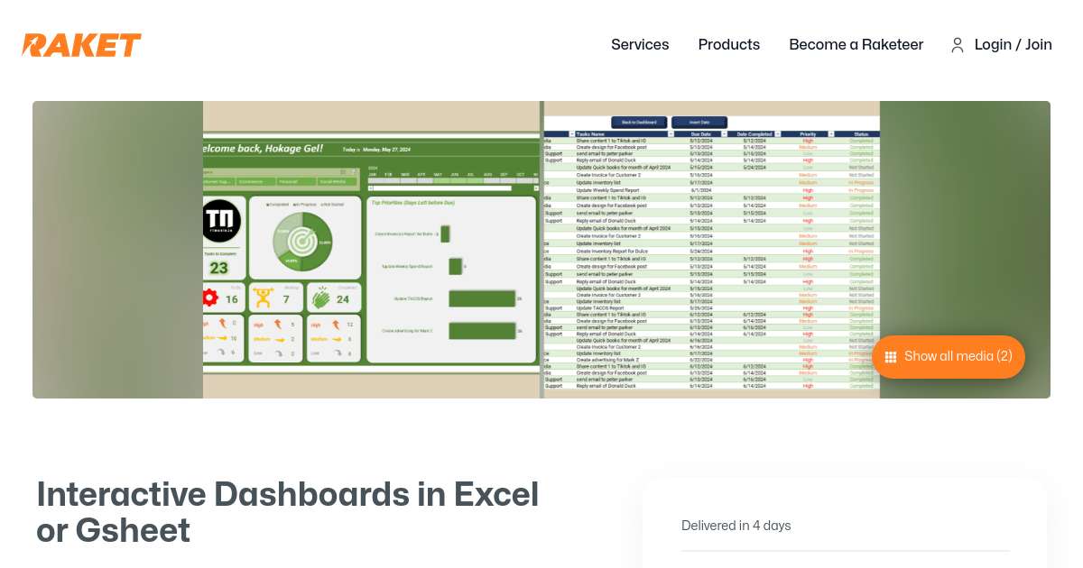 Interactive Dashboards in Excel or Gsheet by timeninjaph - Raket.PH