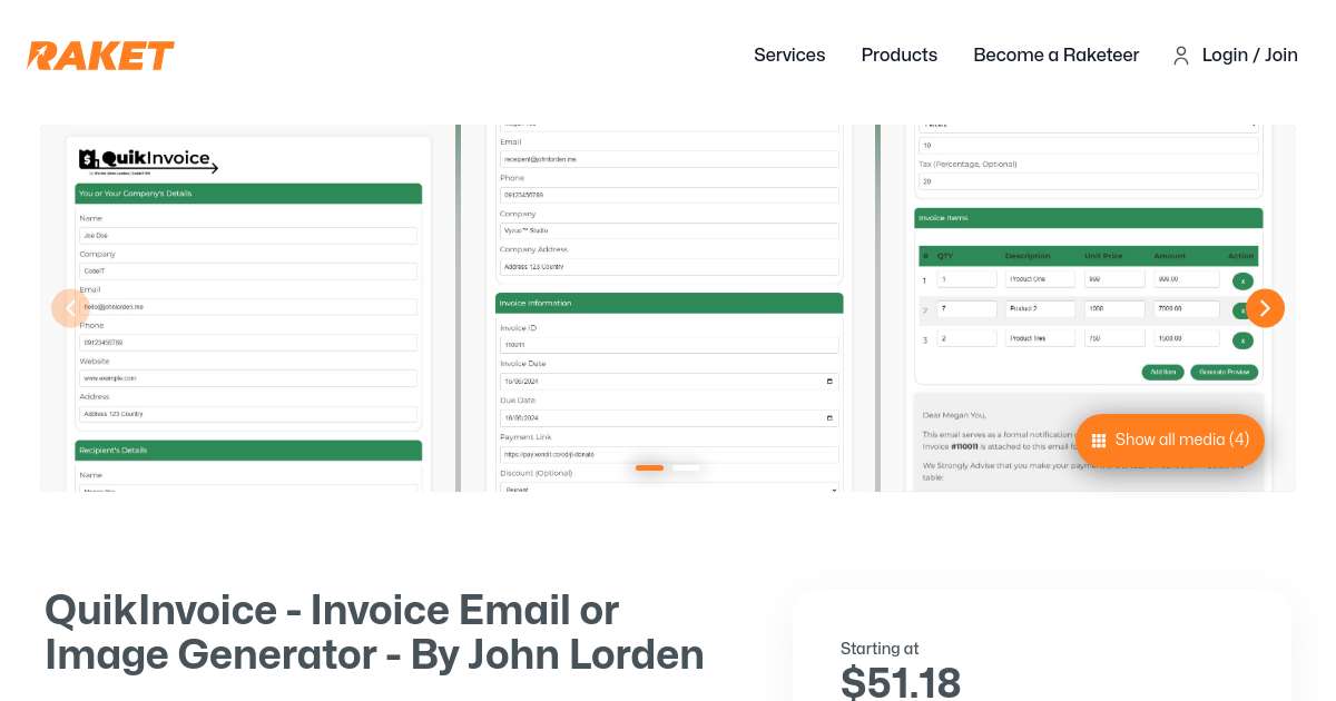 QuikInvoice - Invoice Email or Image Generator - By John Lorden by johnlorden - Raket.PH