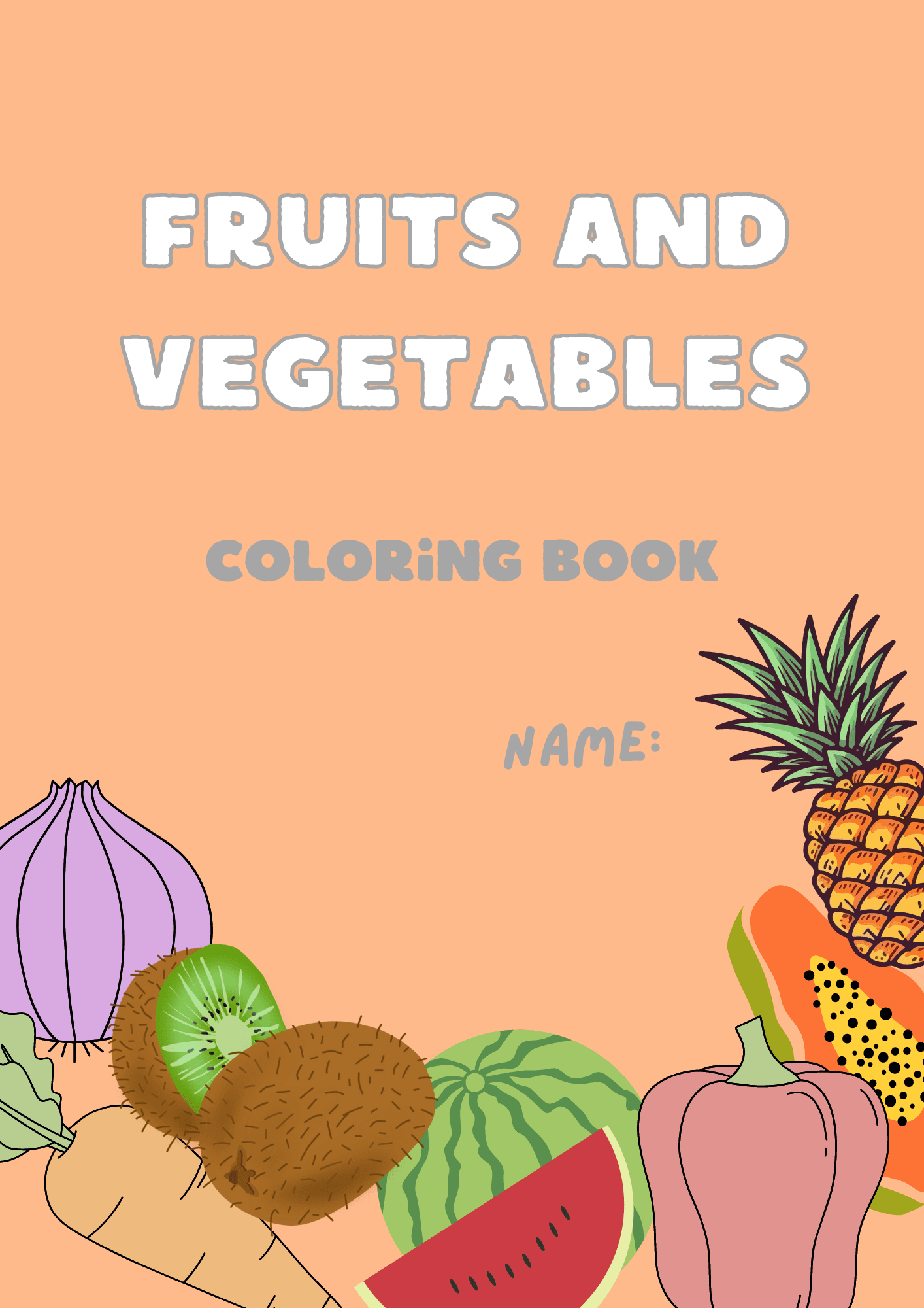 Coloring Fruits And Vegetables With Names FRUITS & VEGETABLES Coloring