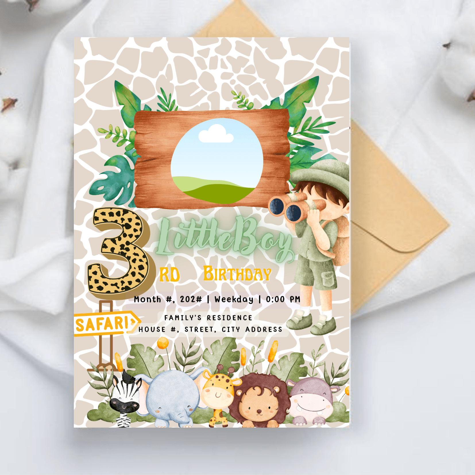 Jungle Safari Invitation Templates Jungle Animal Themed Children's