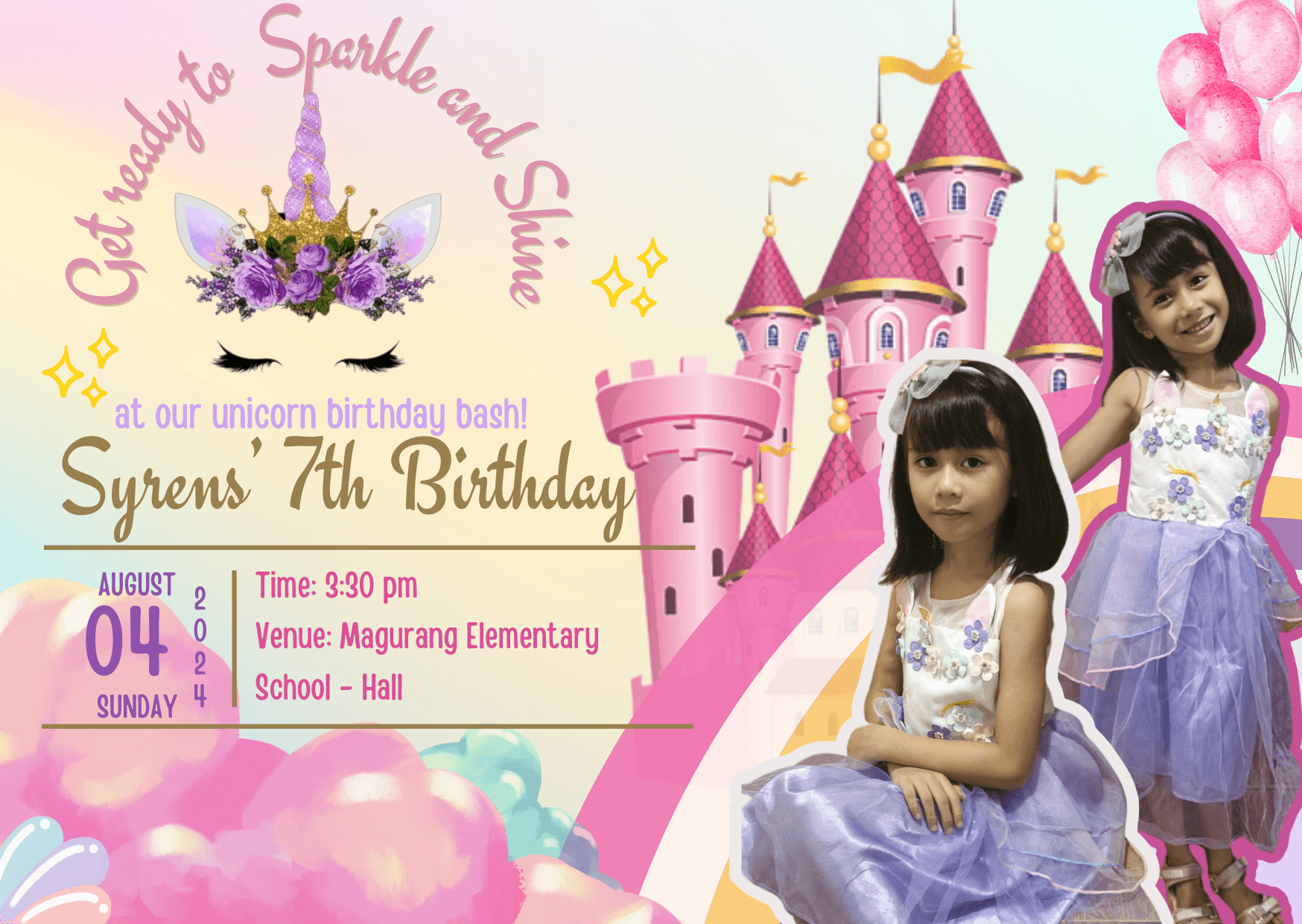 7th Birthday Invitation Card 7th Birthday Cards AGE 7 Birthday CARD