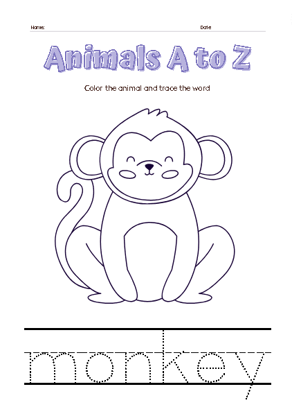 Trace And Color The Animals Worksheet Woo Jr Kids