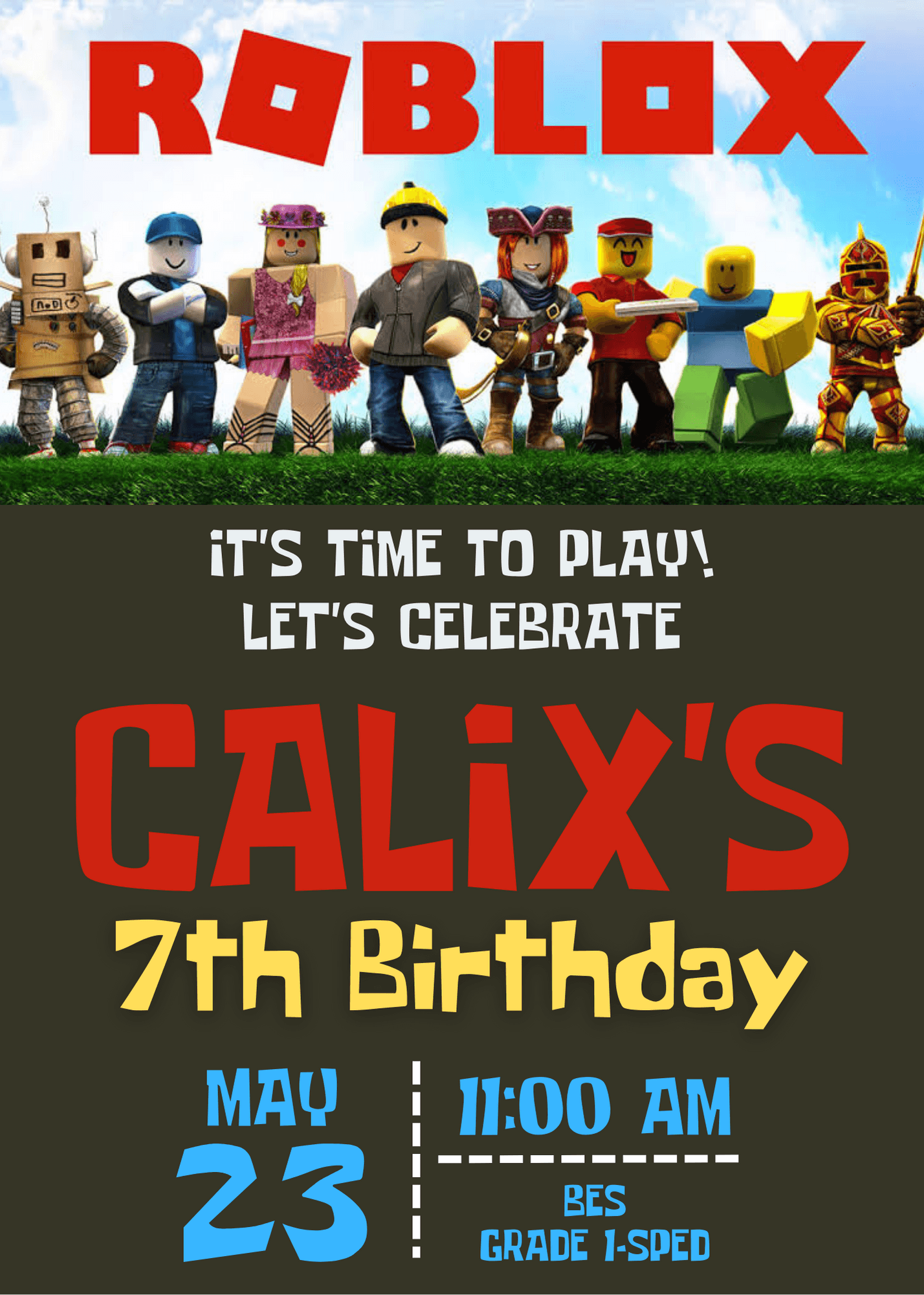 Roblox Birthday Party Invitation