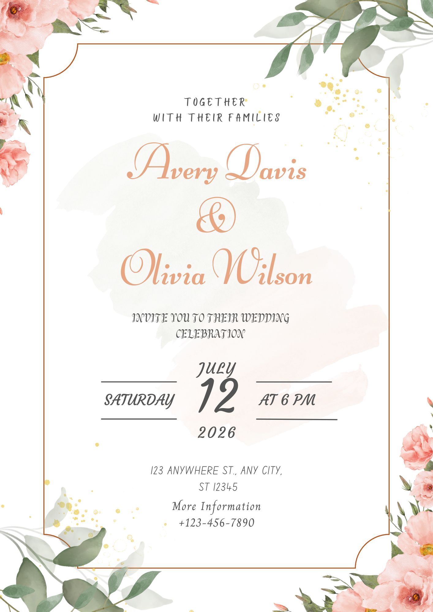 Tamplete Flower Wedding Card