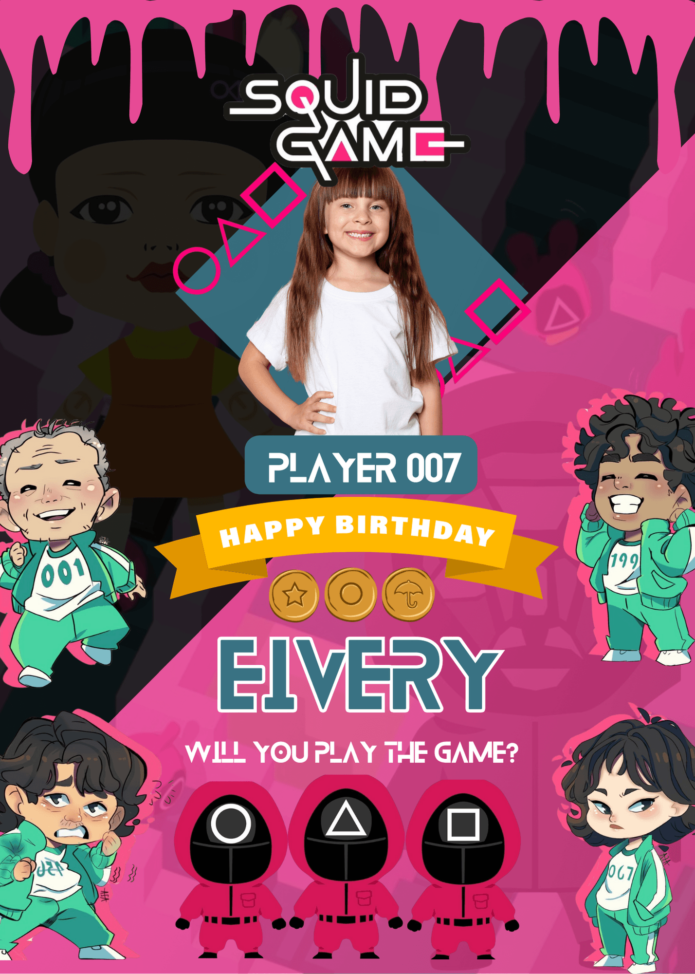 Arcade Birthday Invitations Girls