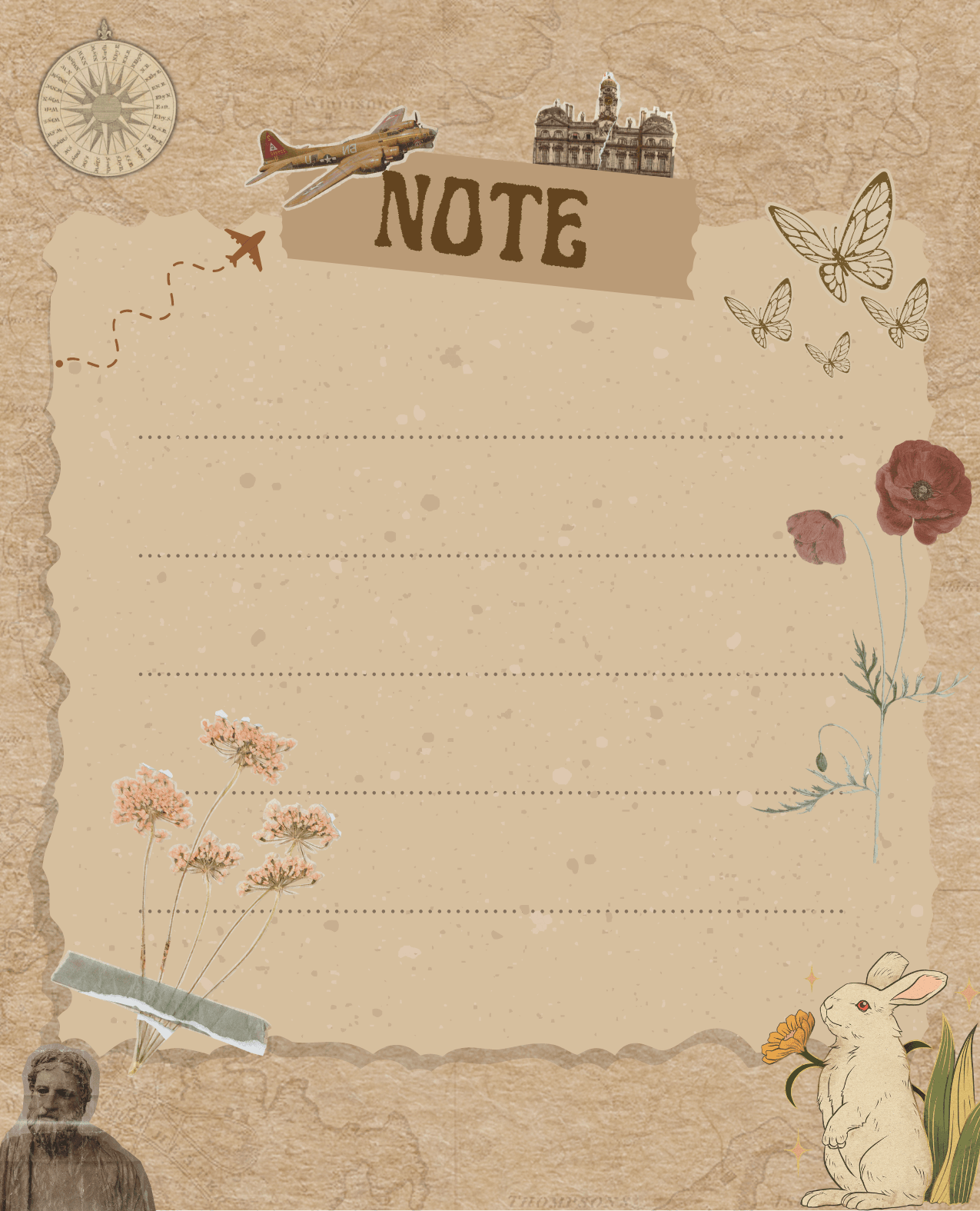 Antique Printable Lined Letter Head