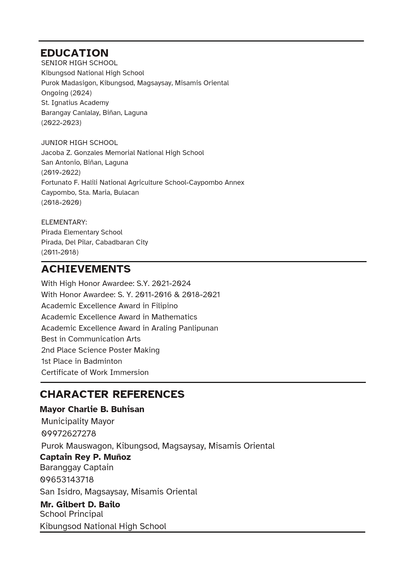 Student Resume Sample Philippines
