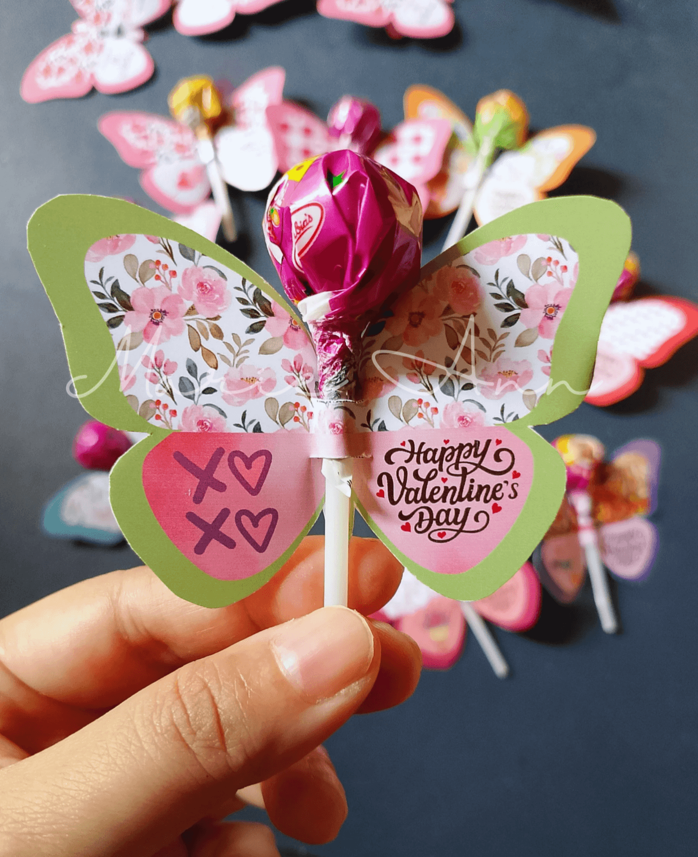 Butterfly Lolipop Valentines With Template