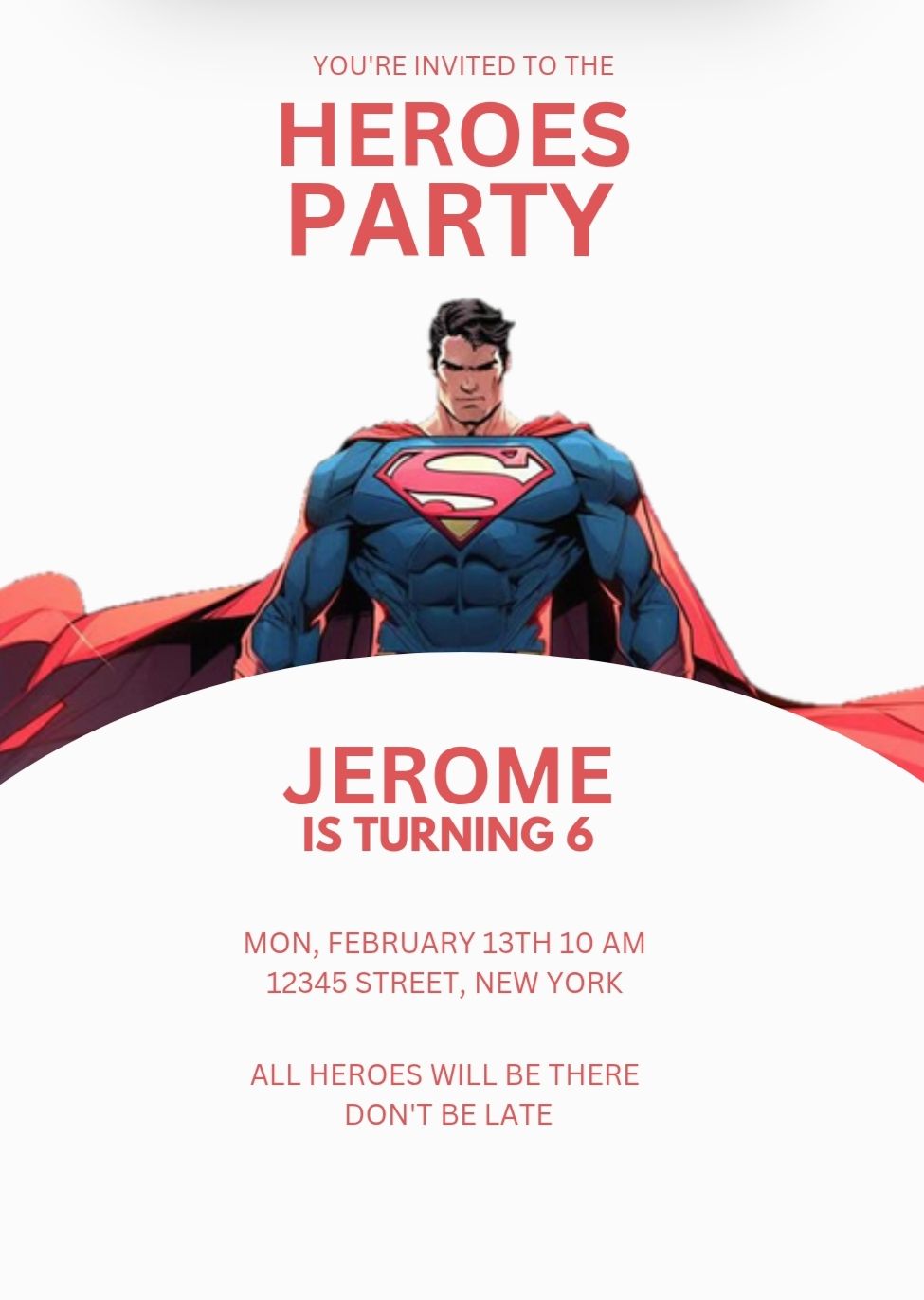 Superman Invitation Template Superman Birthday Party Invitation