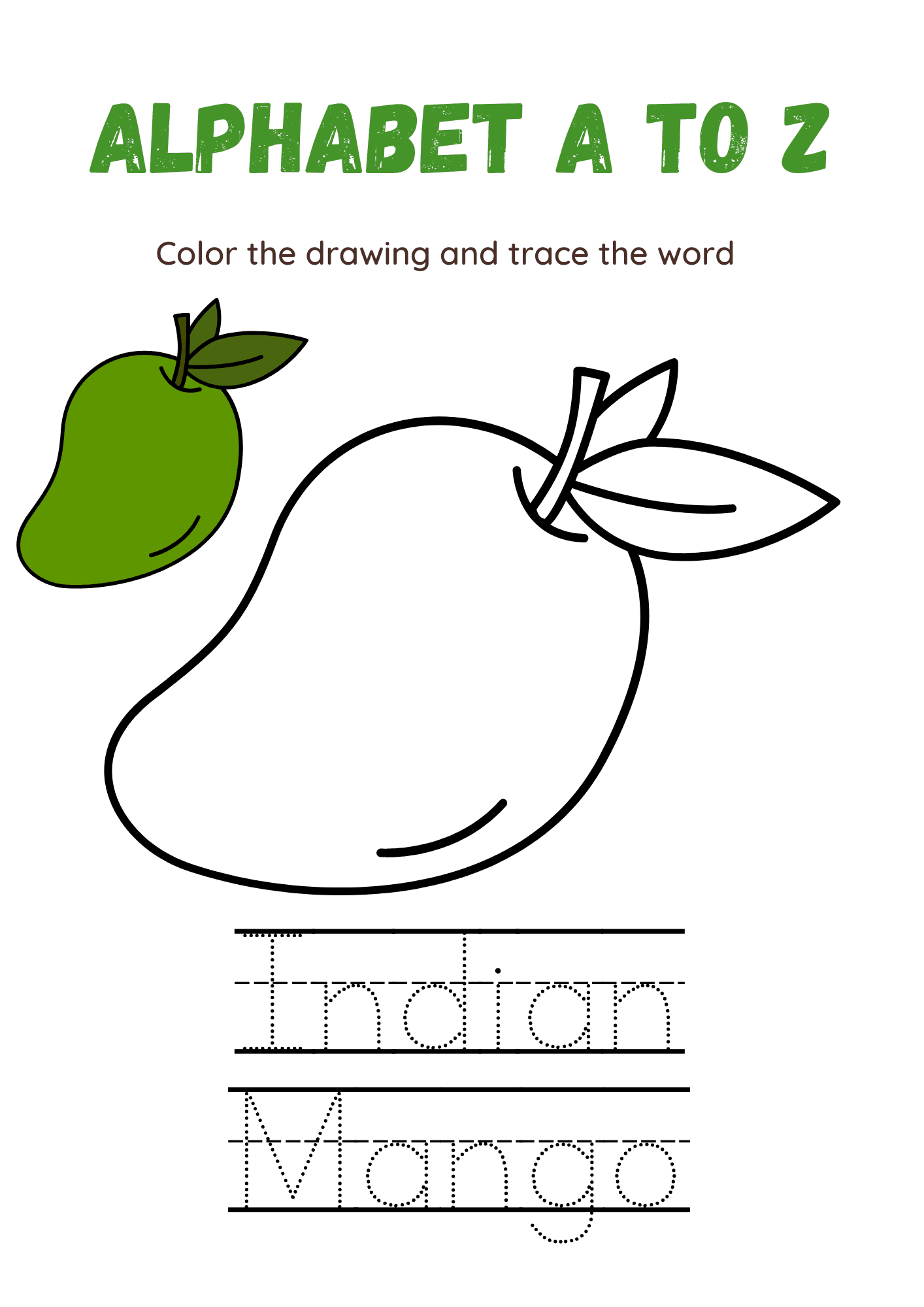 Fruits Vegetables From A To Z Alphabet Letter Tracing