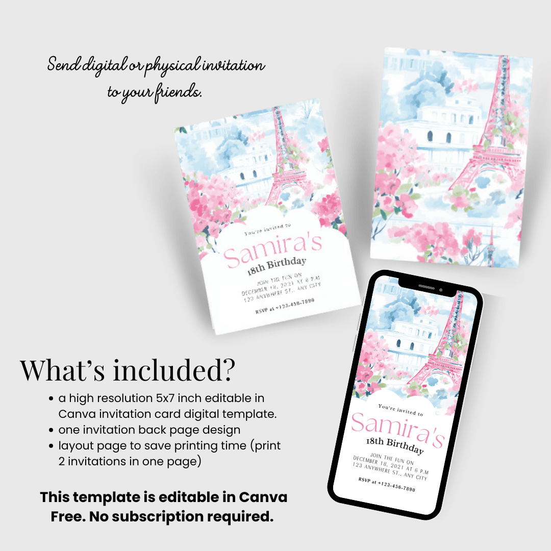 Sample Invitation For Paris Themed Birthday