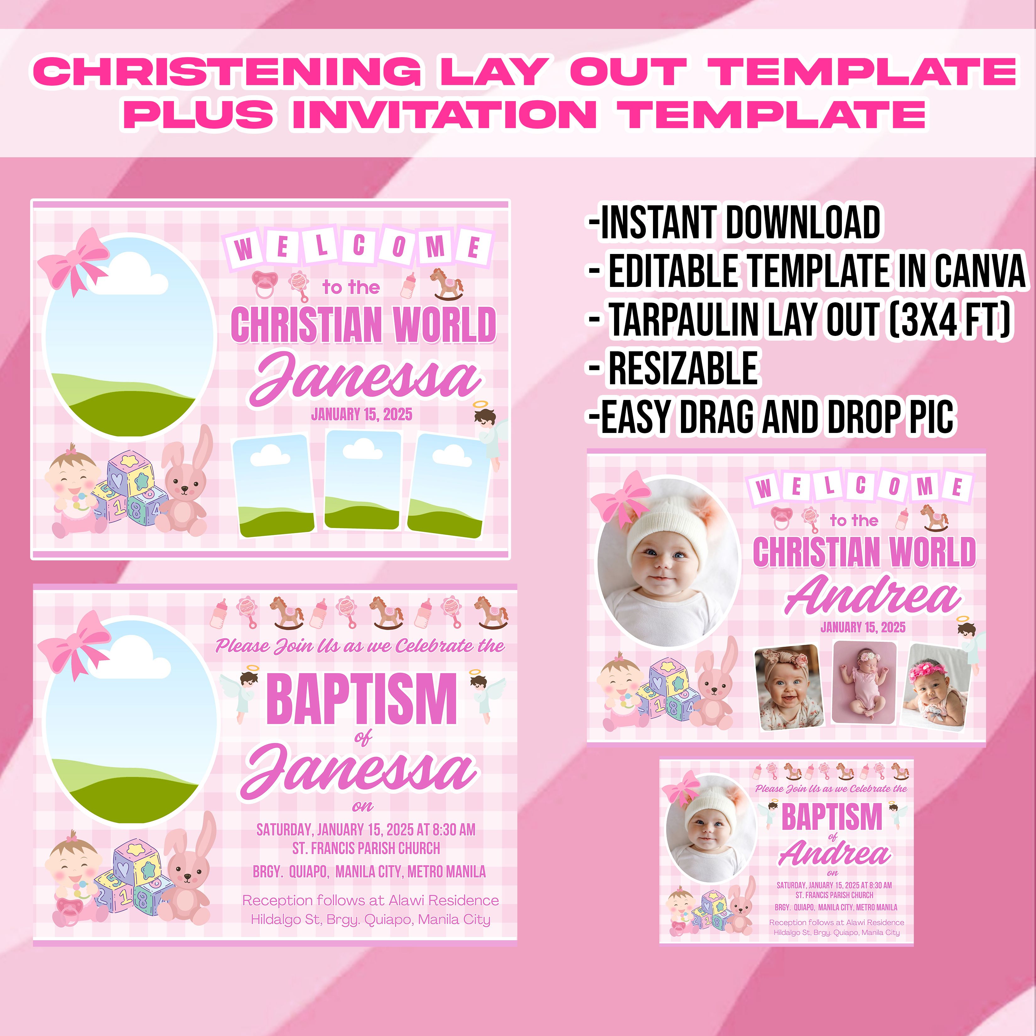 Editable Christening Invitations