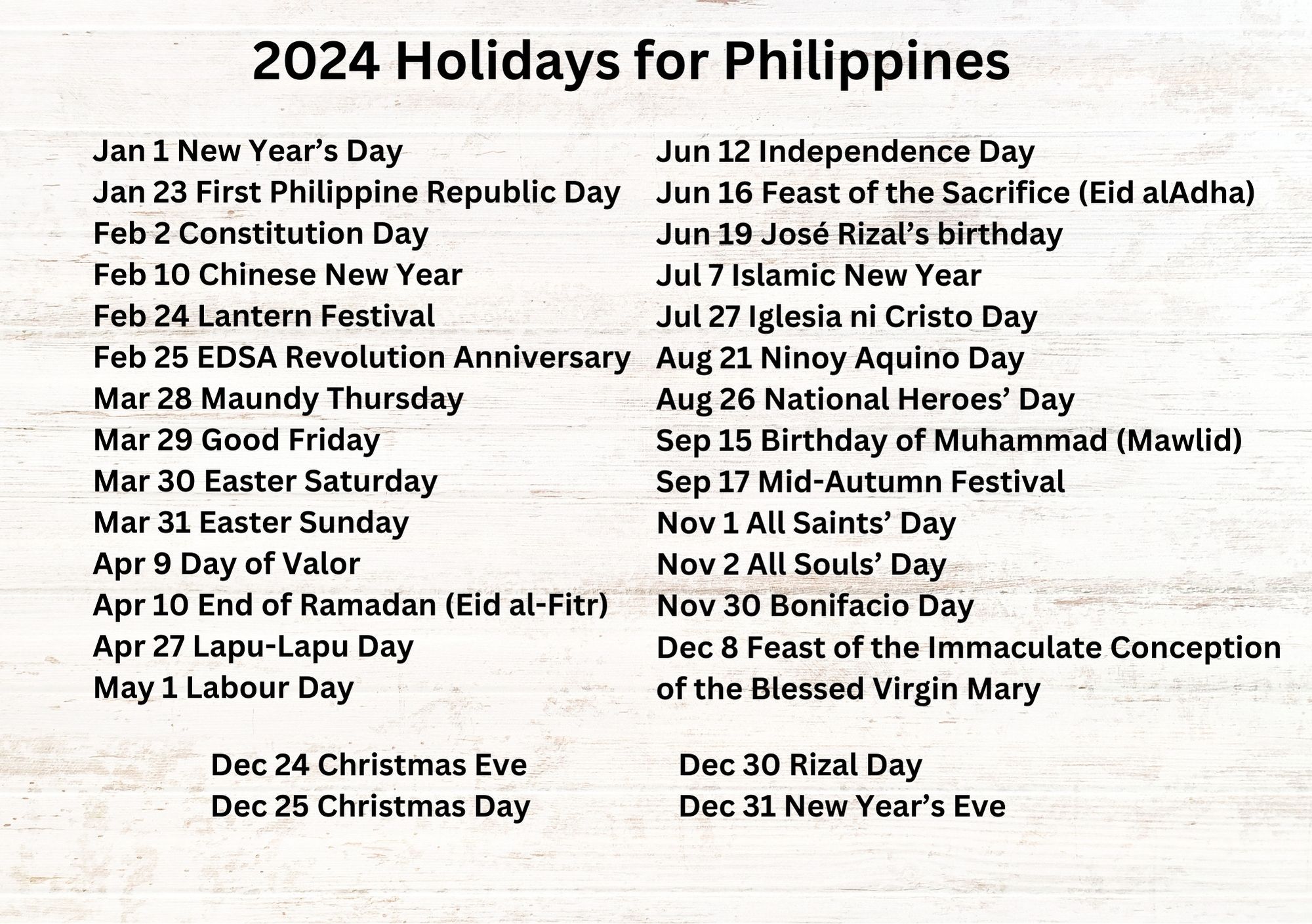 What Are The Regular Holidays In The Philippines 2024 - Infoupdate.org