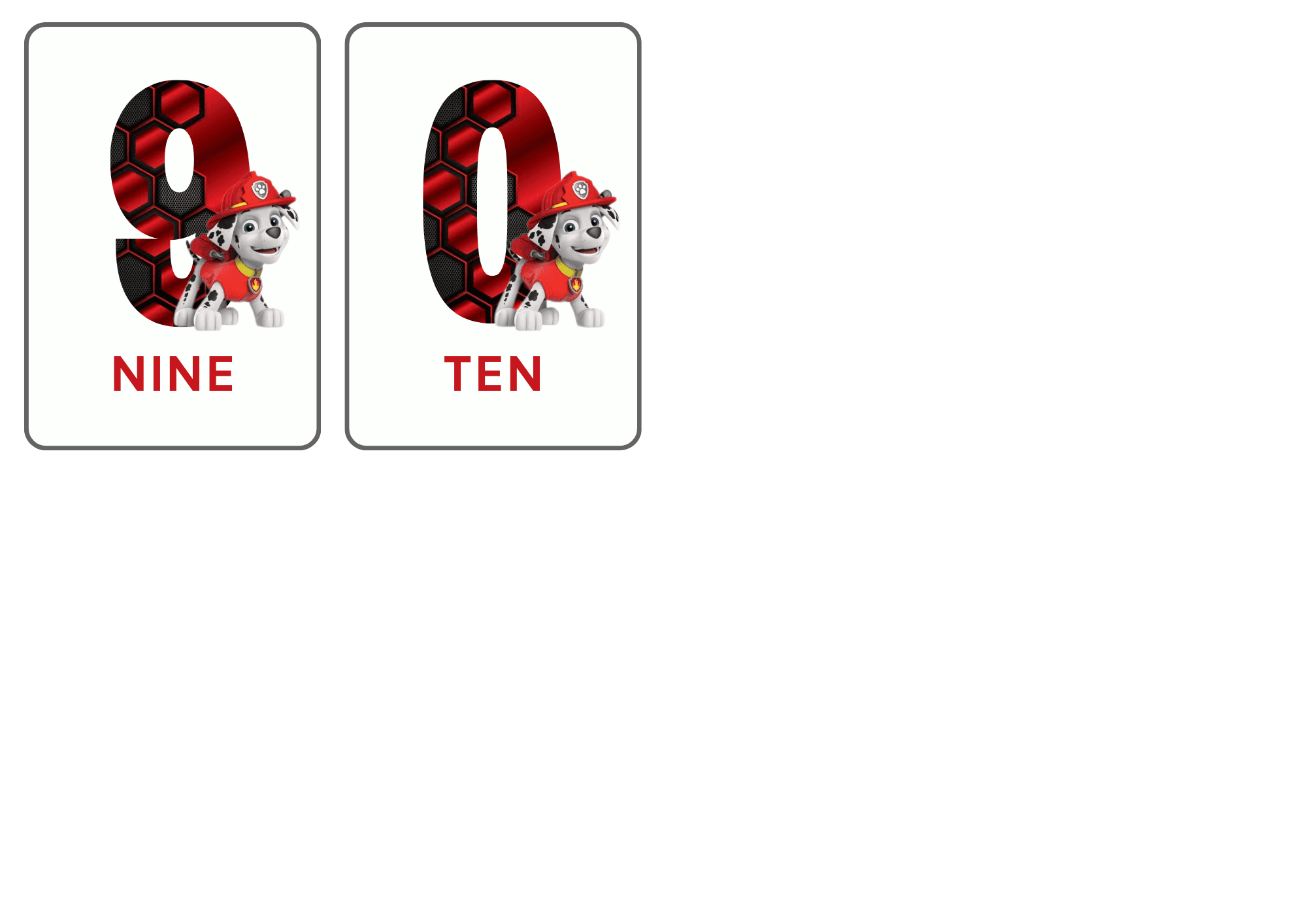 Printable Paw Patrol Numbers