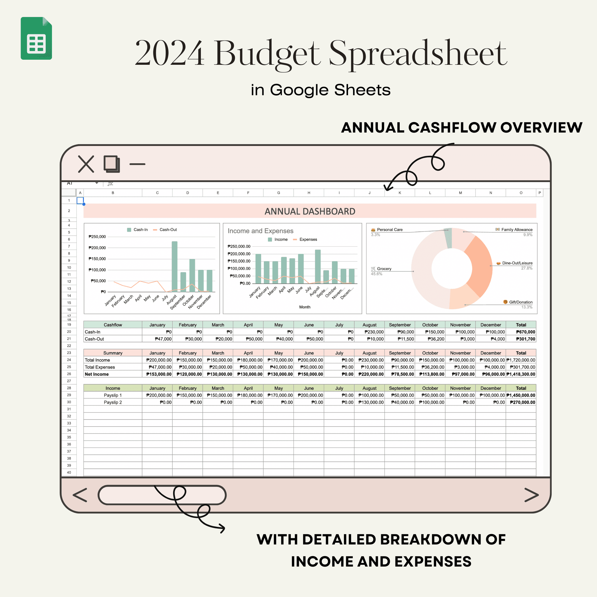 2018 Budget Spreadsheet Budget Planner Printable, Finance Planner,