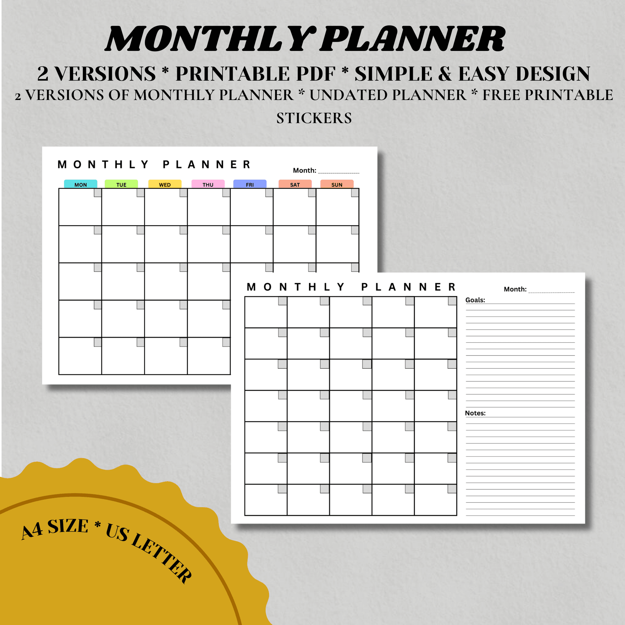 Free Printable Monthly Planner Mo2p Letter Size Planner