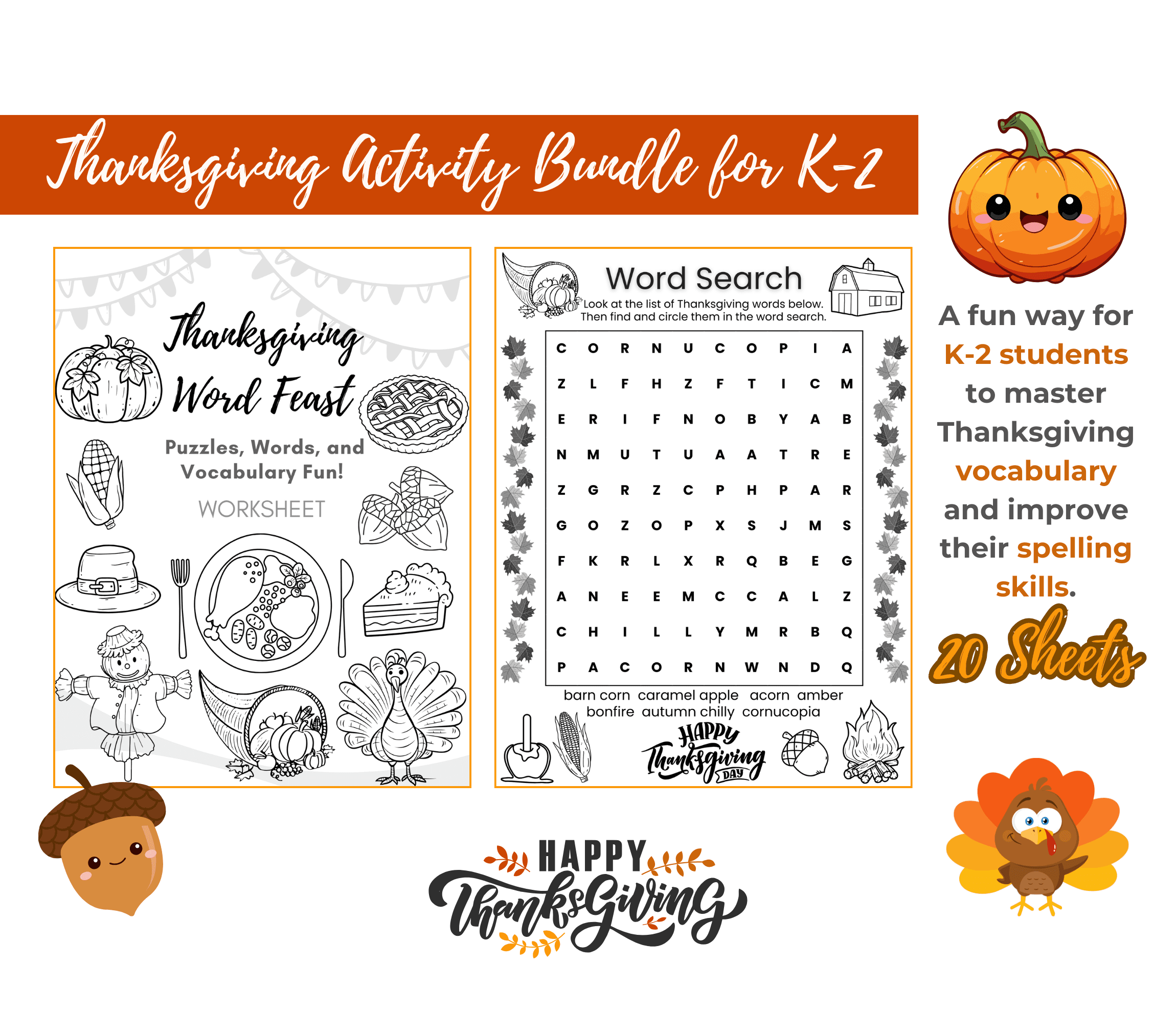 Thanksgiving Vocabulary Worksheet