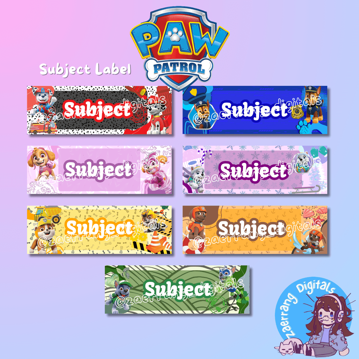 Paw Patrol Blank Labels