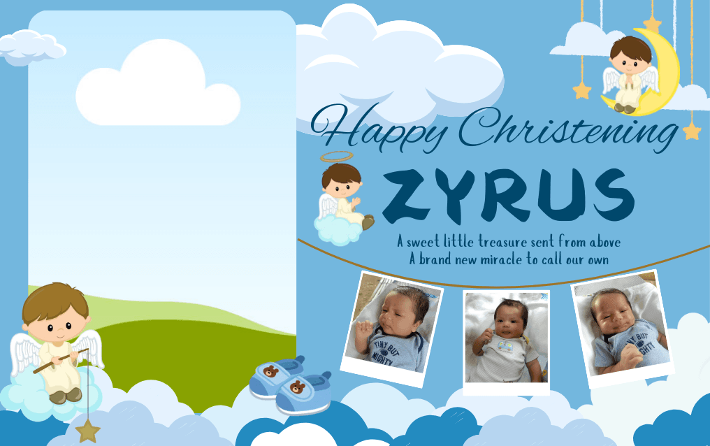 Light Blue Background Design For Christening BINQOO 7x5ft Blue God