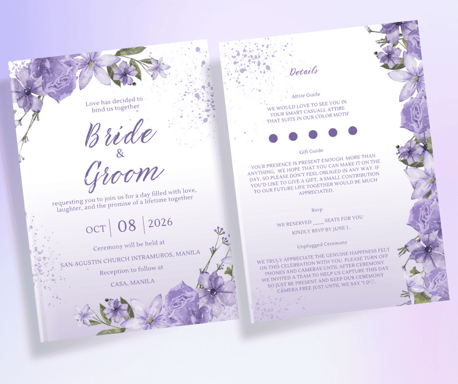 Elegant Purple Wedding Program Templates