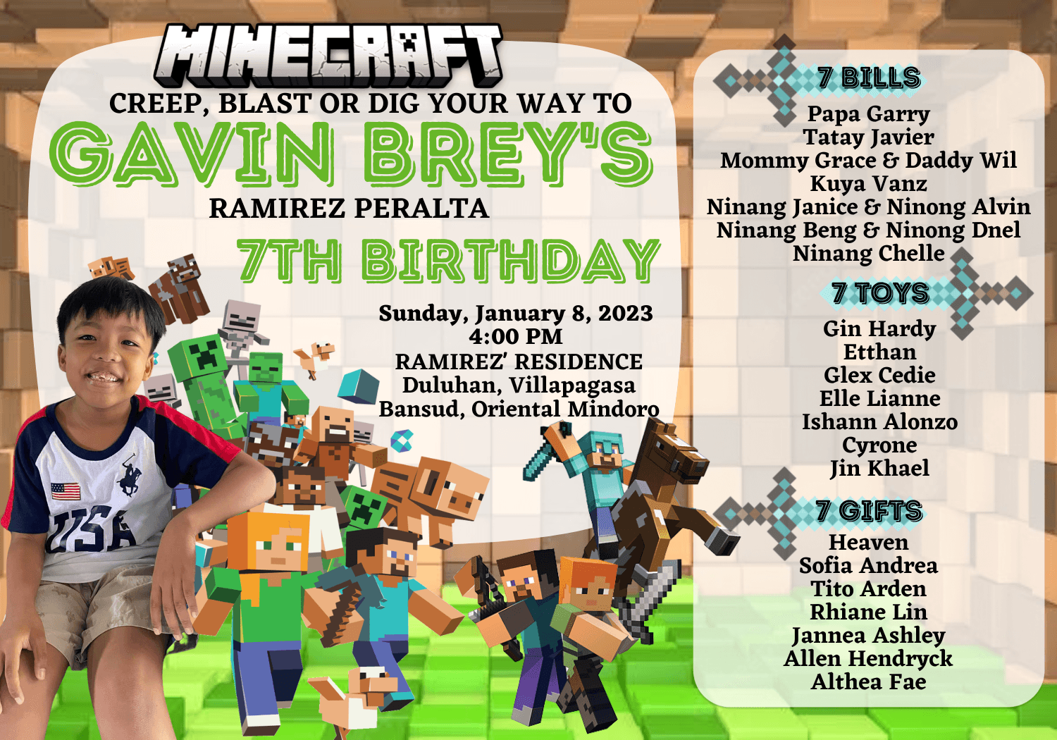 7 Birthday Invitation For Boys Boy 7th Birthday Invitations
