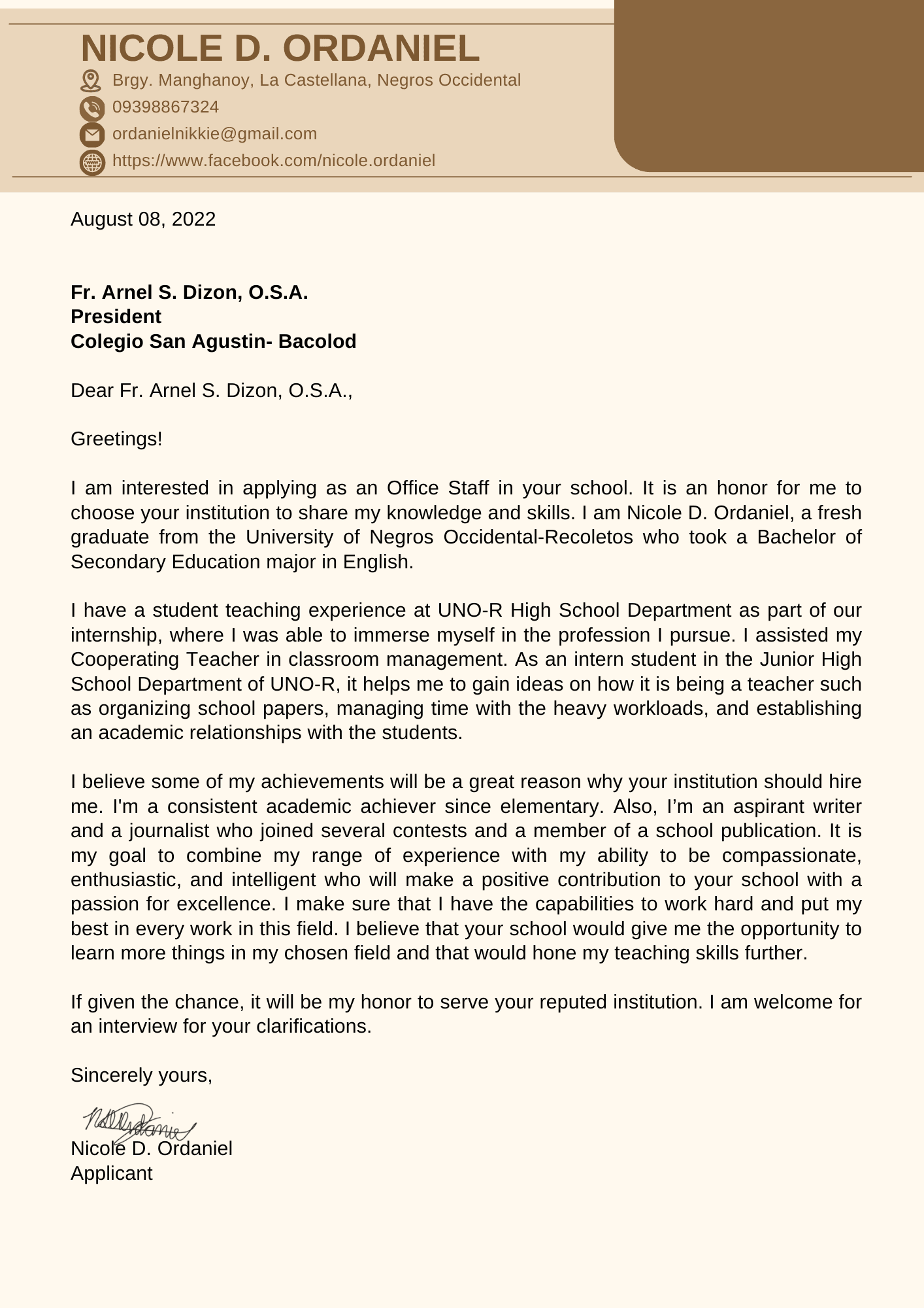 Sample Cover Letter For Fresh Graduate Cover Letter For Graduate