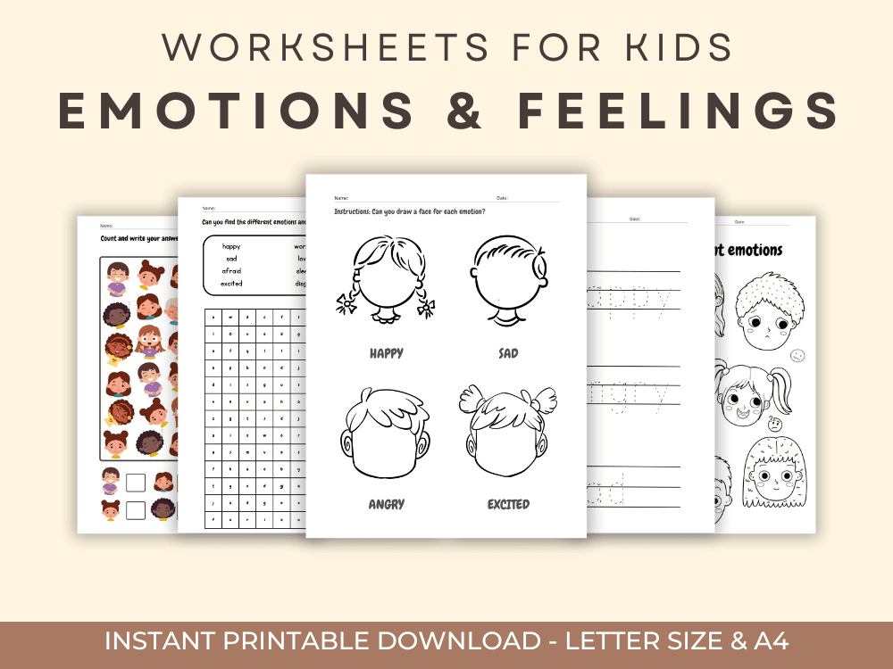 Feelings Worksheets For Kindergarten Kids Emotions Stock Illustrations