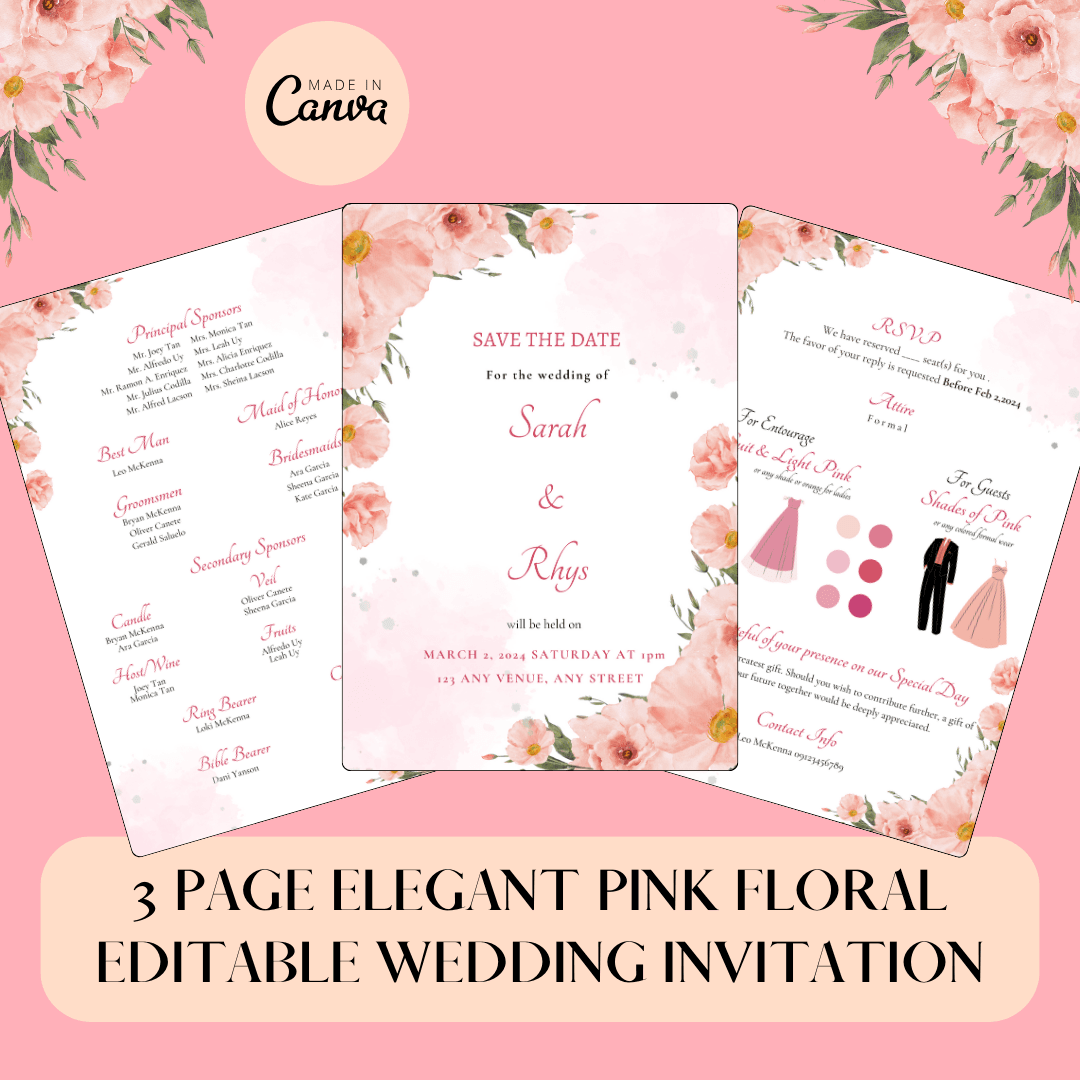 Pink Wedding Invitation Lines