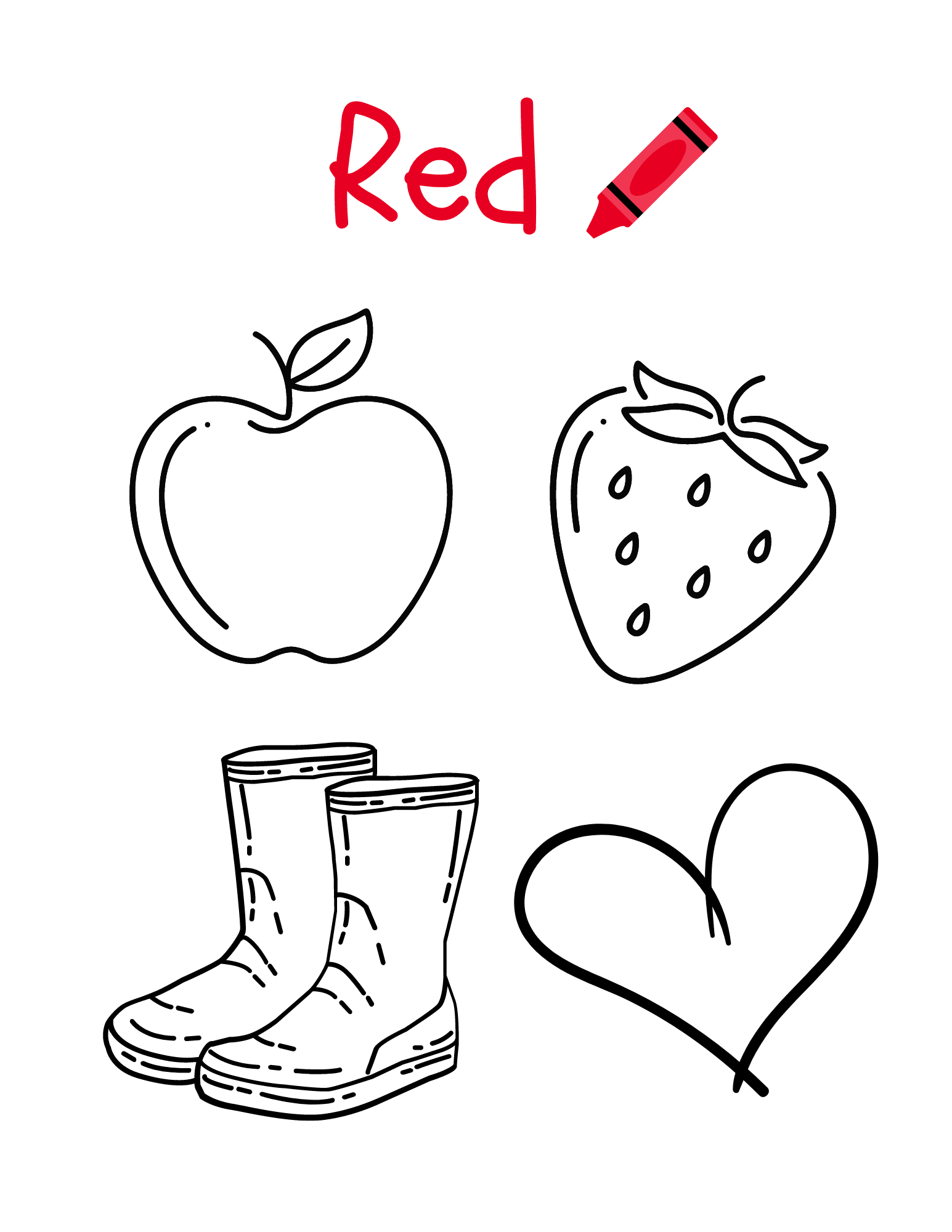 Color Red Worksheet