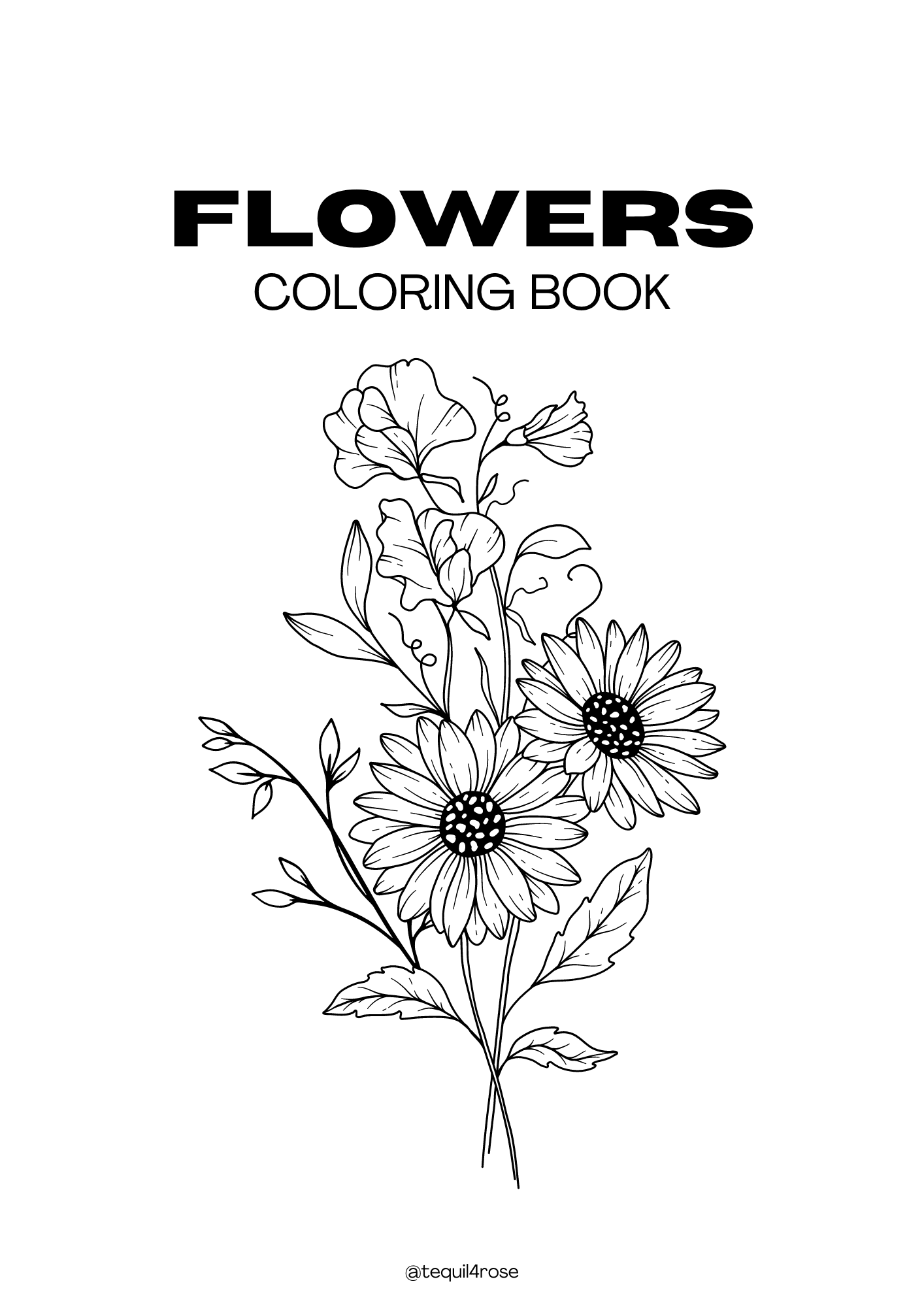 Realistic Flower Coloring Pages Large Flowers Coloring Book For