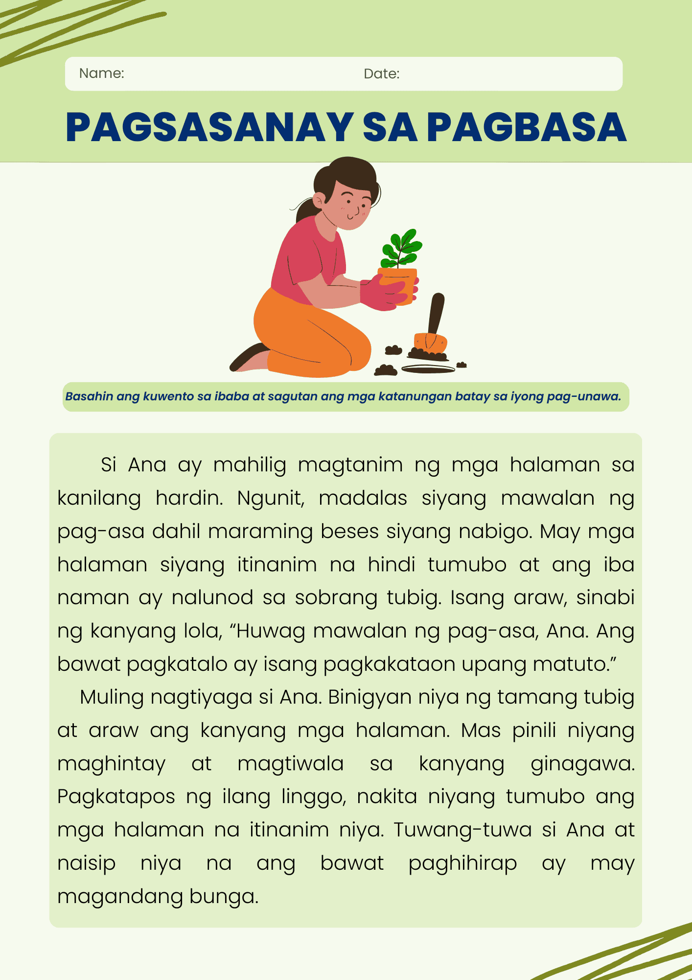 Reading Worksheets For Grade 1 Filipino Reading Comprehension