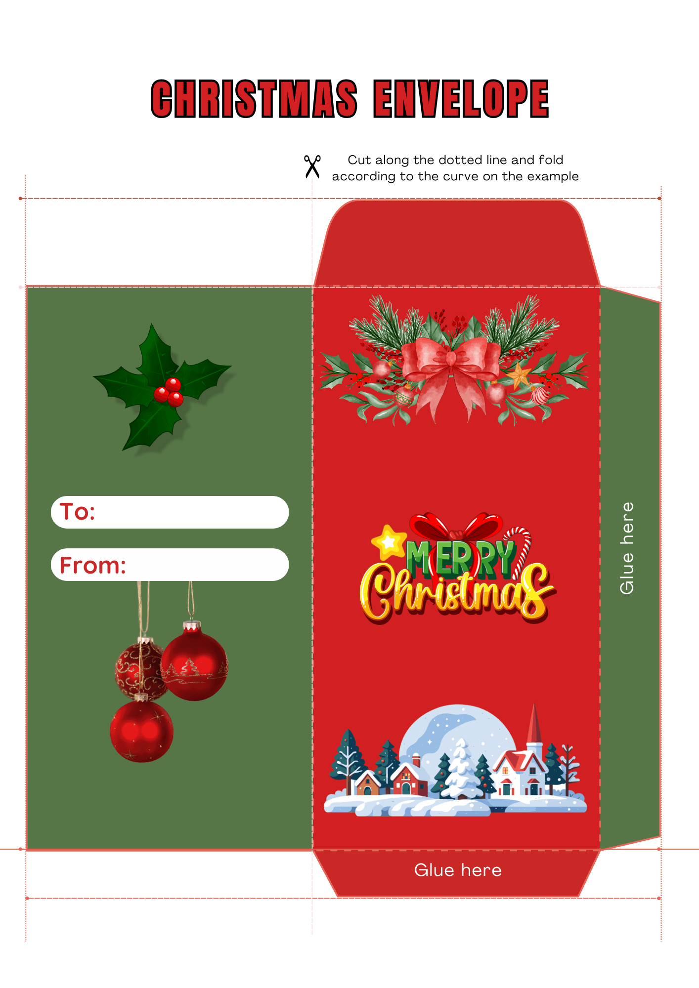 Christmas Money Envelope Printable Template Christmas Gift Card