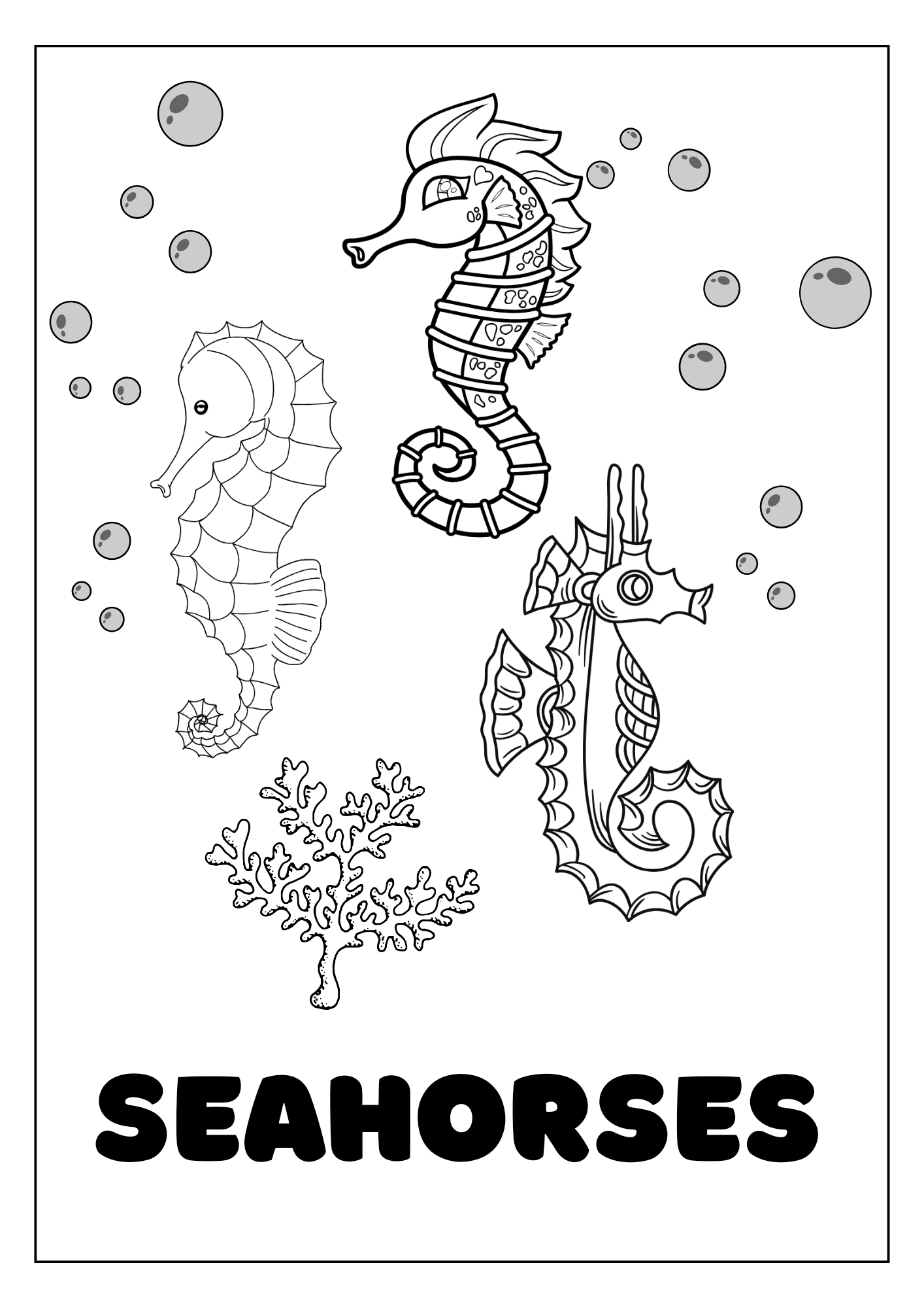 Realistic Seahorse Coloring Page Tropical Red Lionfish And Seahorses