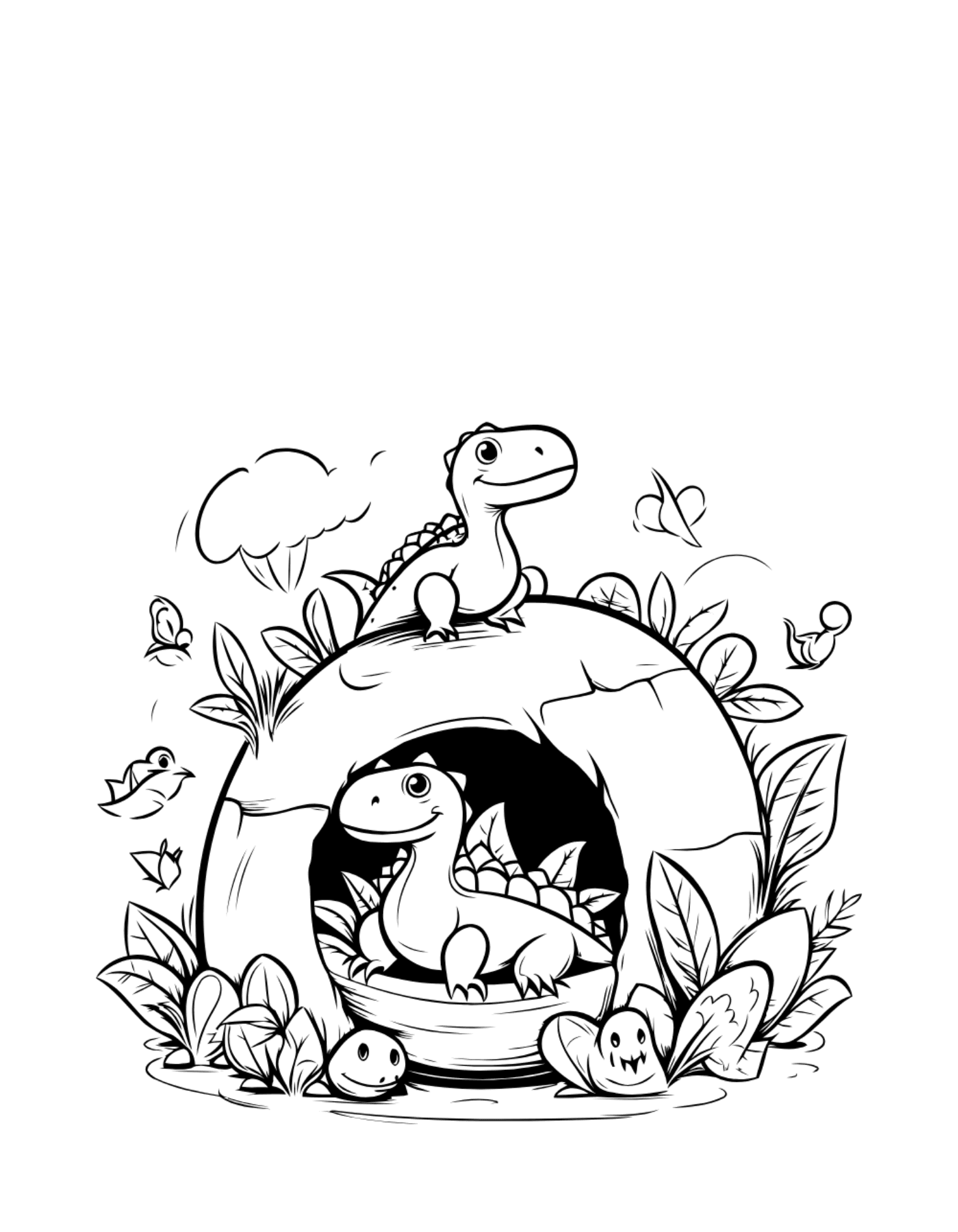 Baby Dinosaur Hatching Coloring Pages Baby Egg Dinosaur Coloring Pages