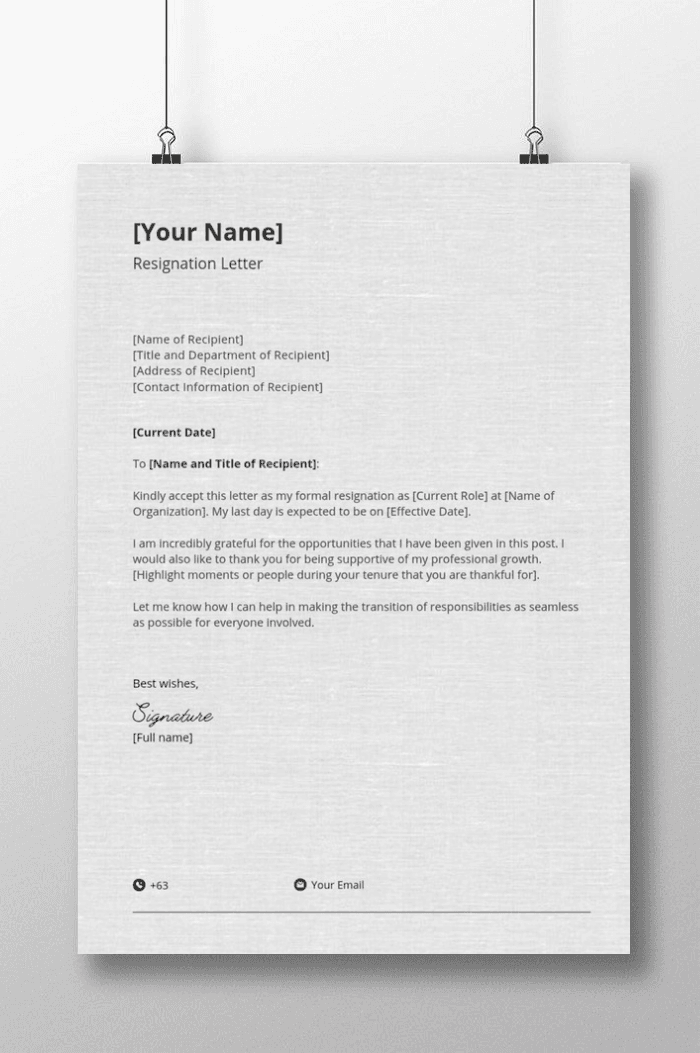 Cover Letter For Resignation Letter