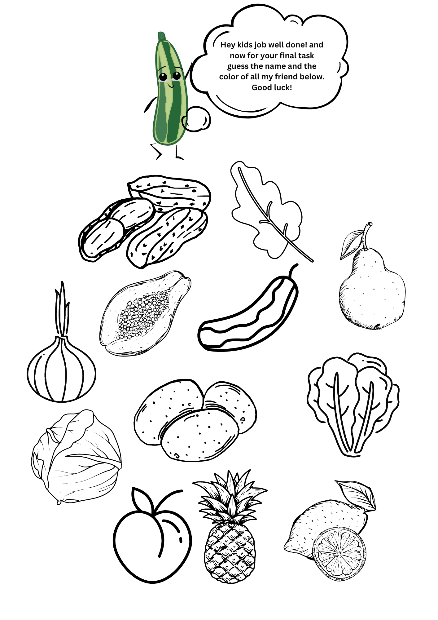 Coloring Pages Of Fruits And Vegetables Fruits | Worksheet