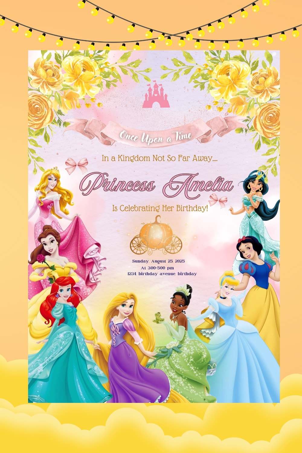 Disney Princess Blank Background For Invitation Disney Princess Party: