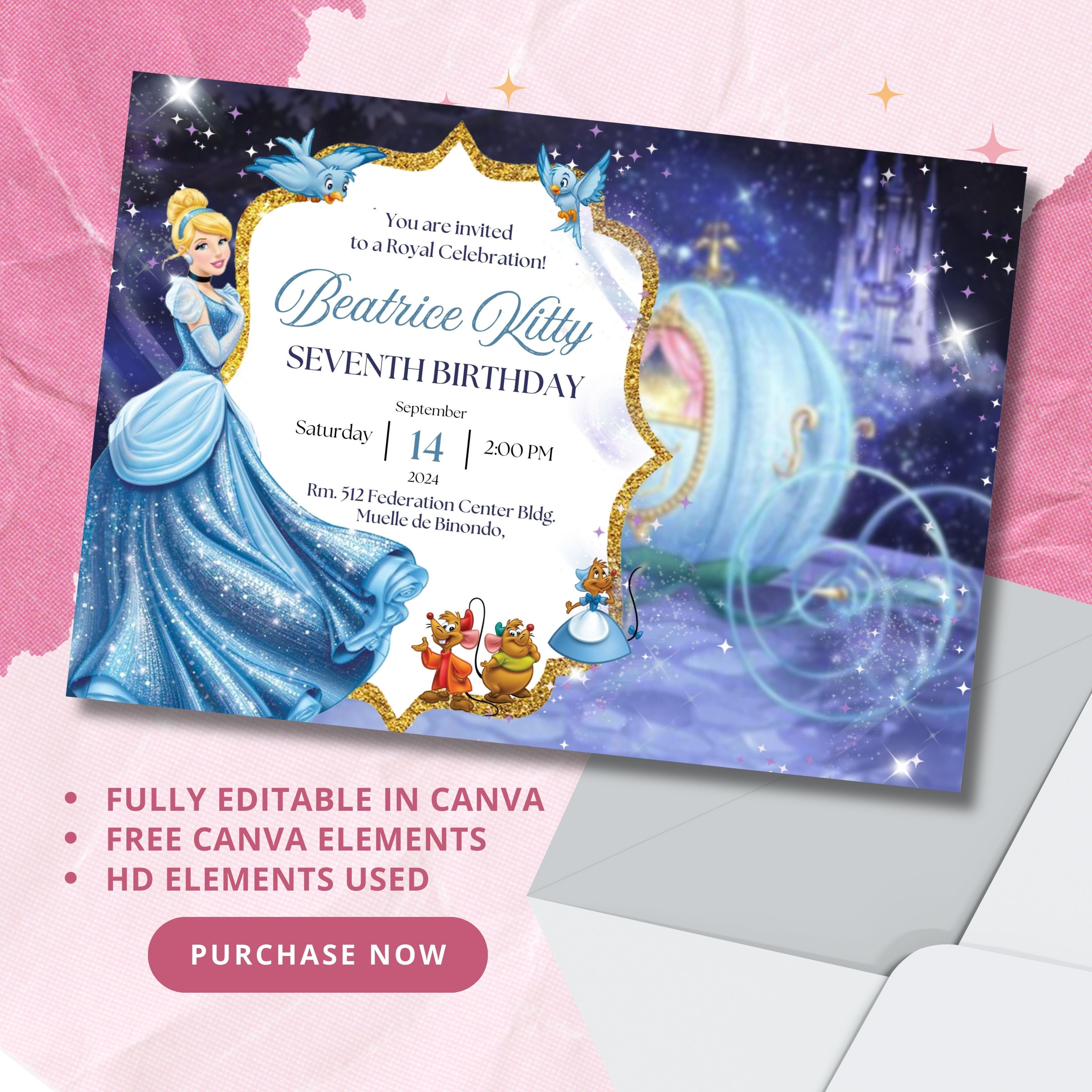 Cinderella Birthday Invitation Ideas Fairy Princess Personalised