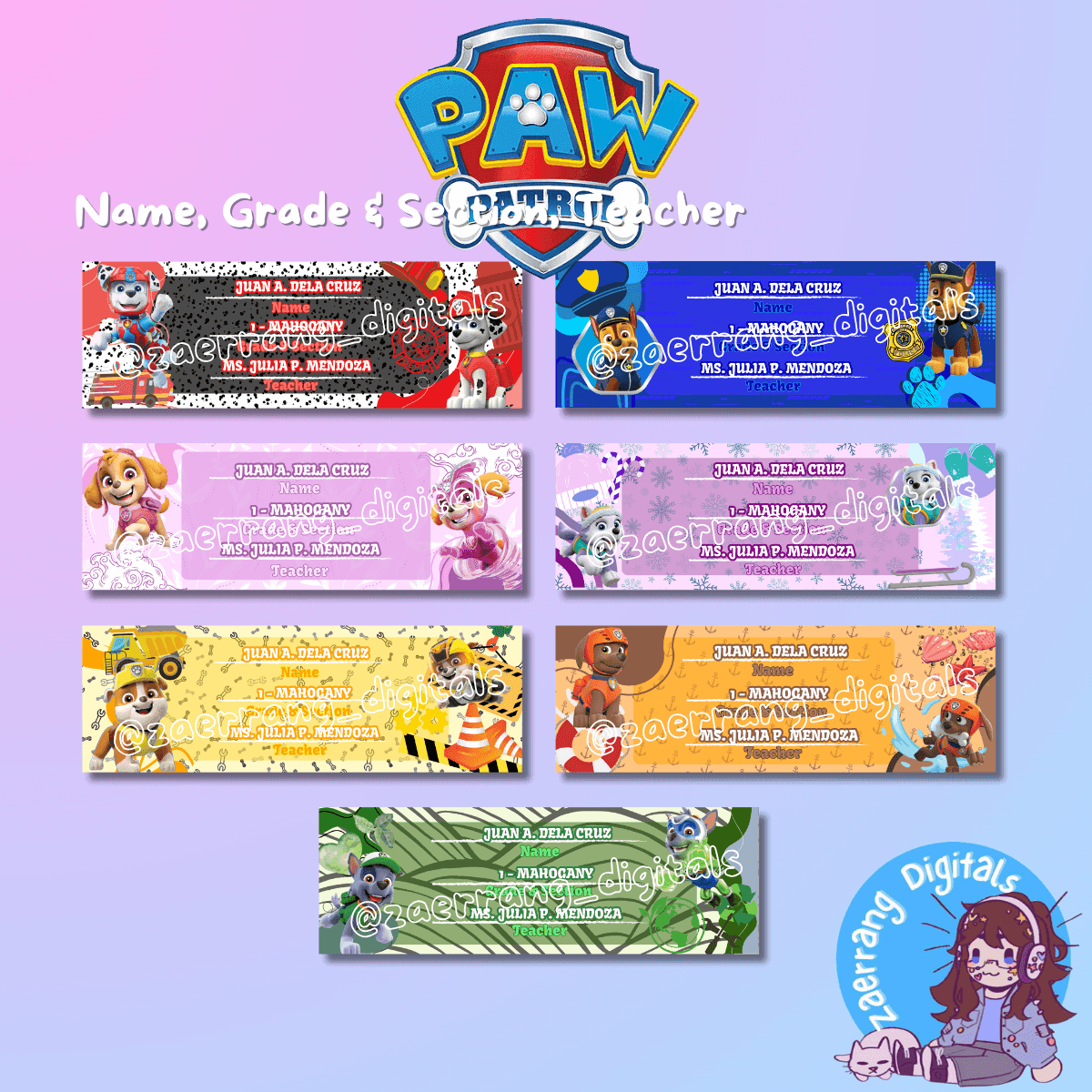 Paw Patrol Blank Labels