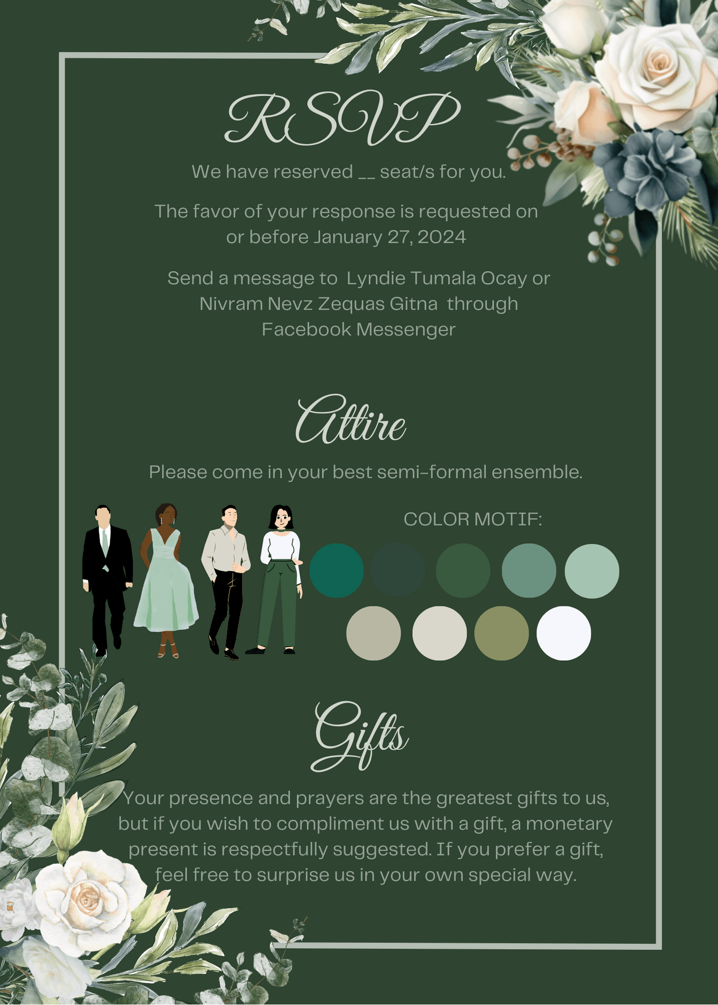 Green Motif Wedding Invitation