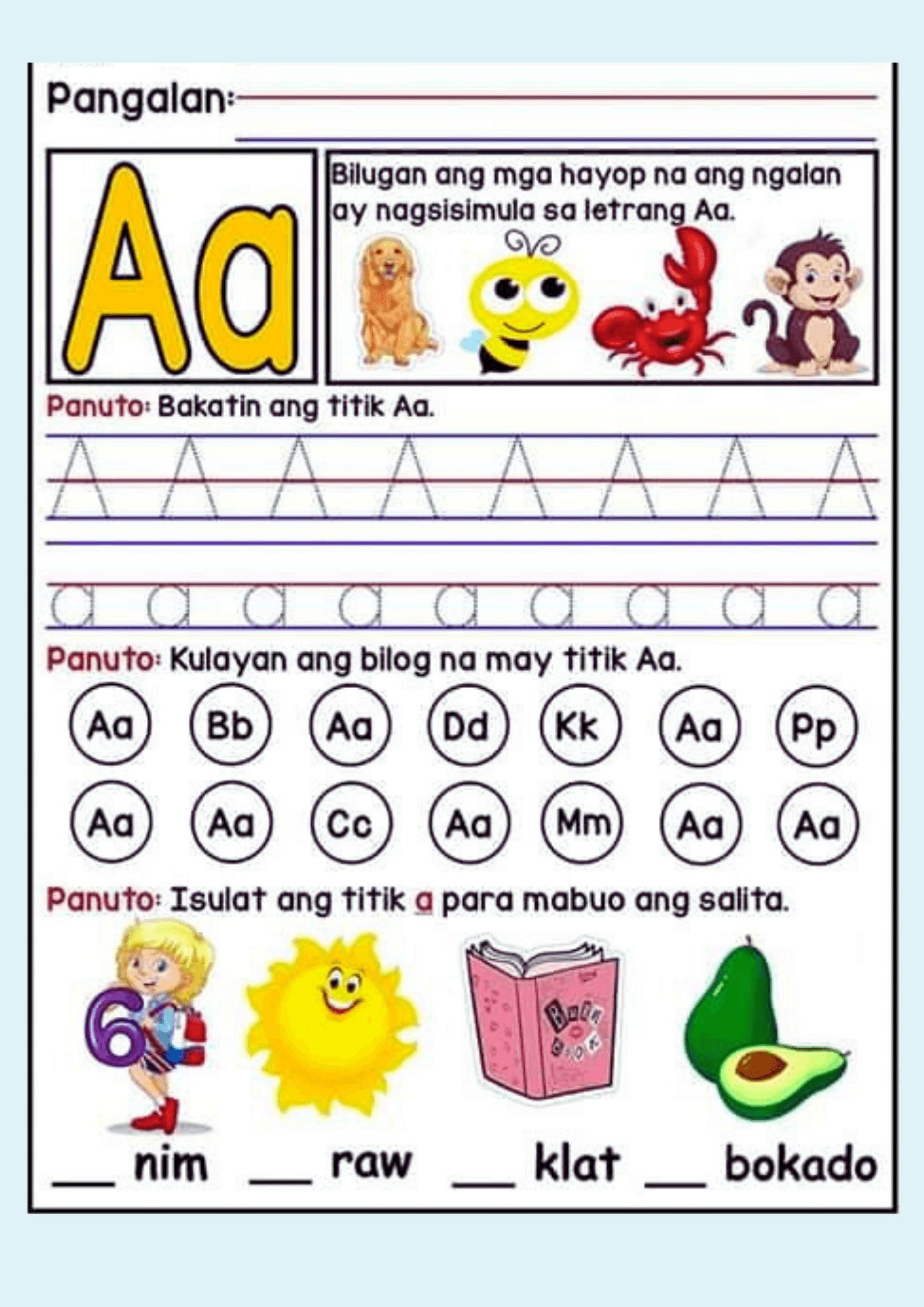 Filipino Alphabet And Filipino Word Tracing Sheets Samutsamot
