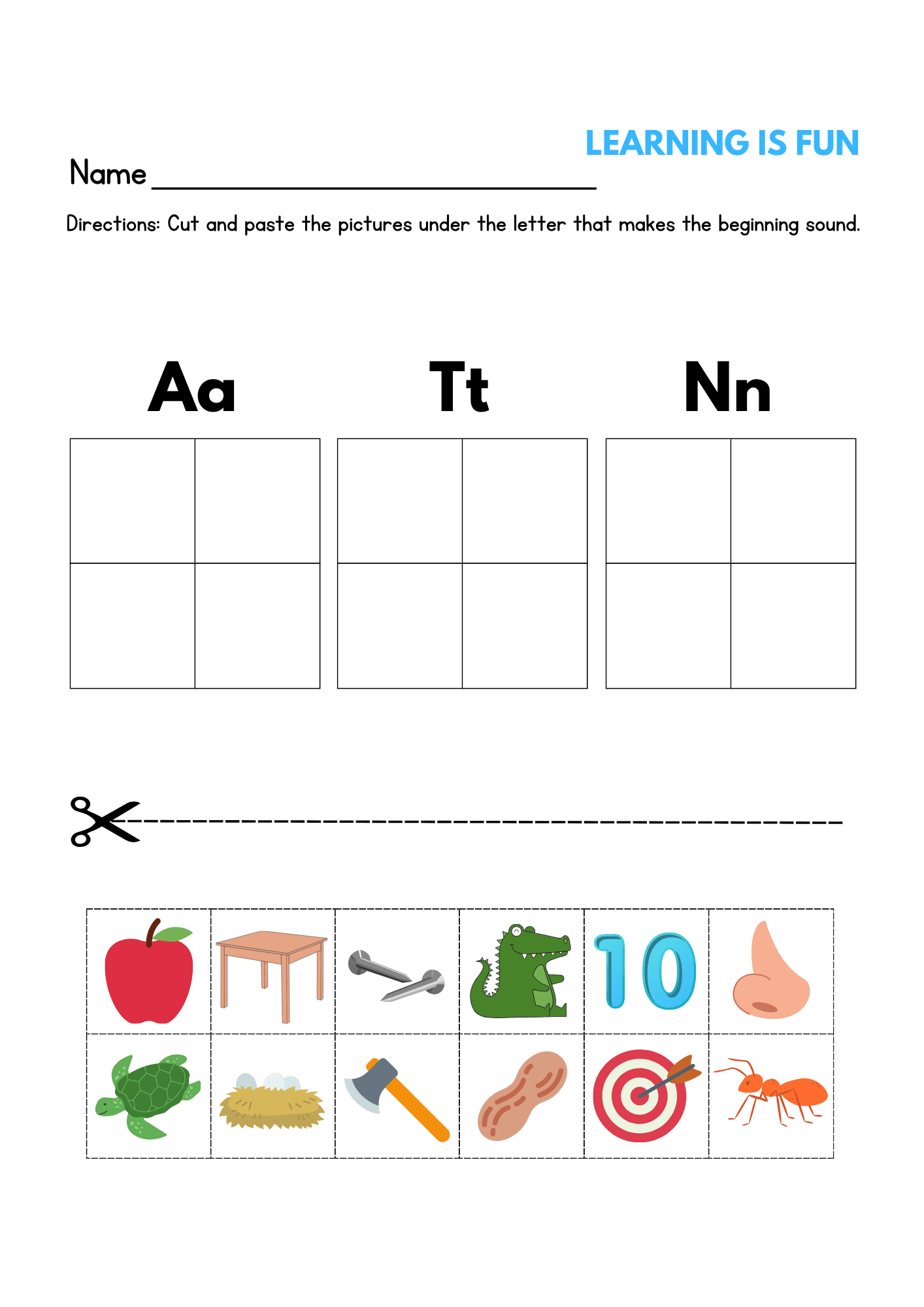 Beginning Sounds Cut And Paste
