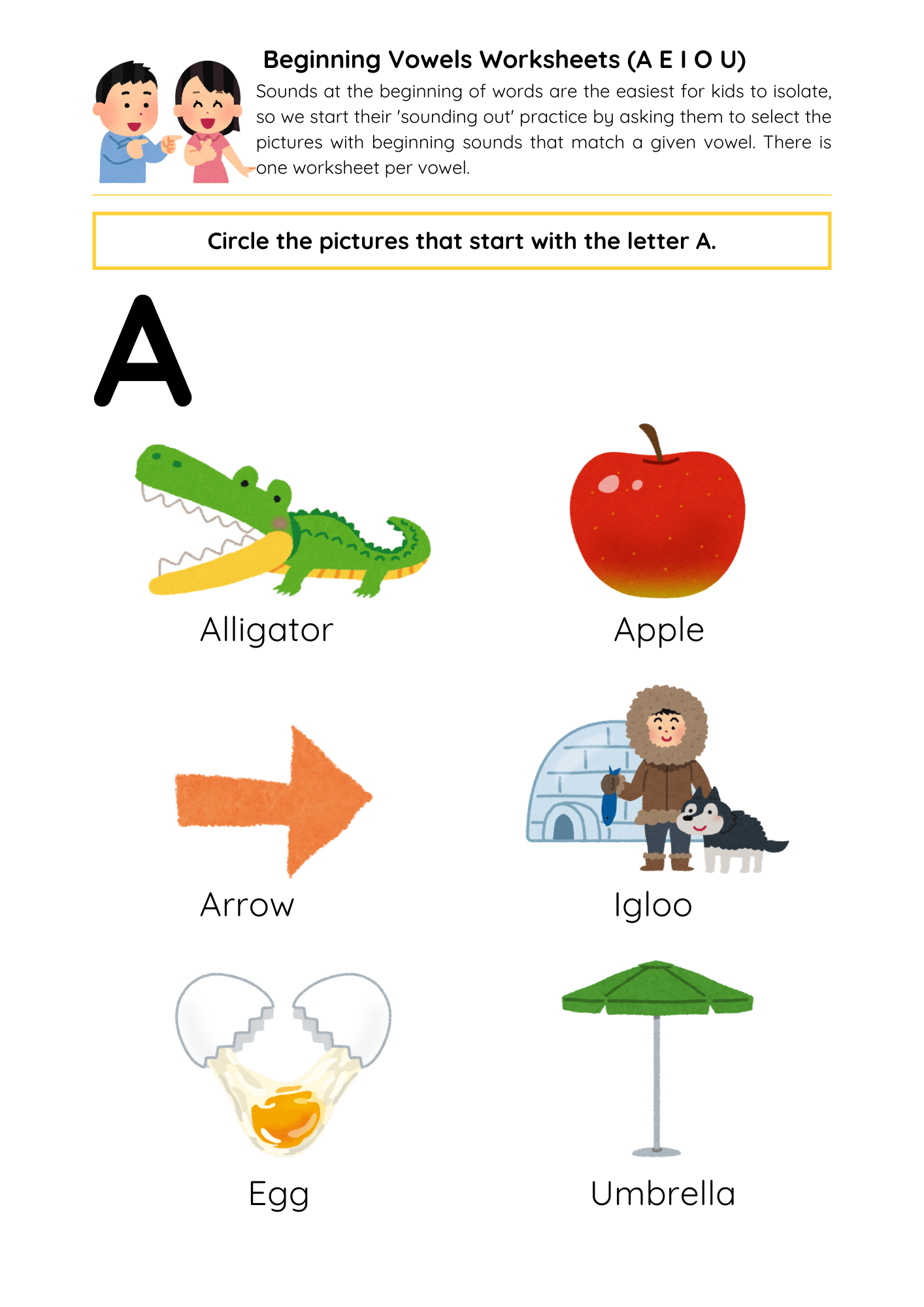 Beginning Vowel Sounds Worksheets Free And Fun Beginning Sounds