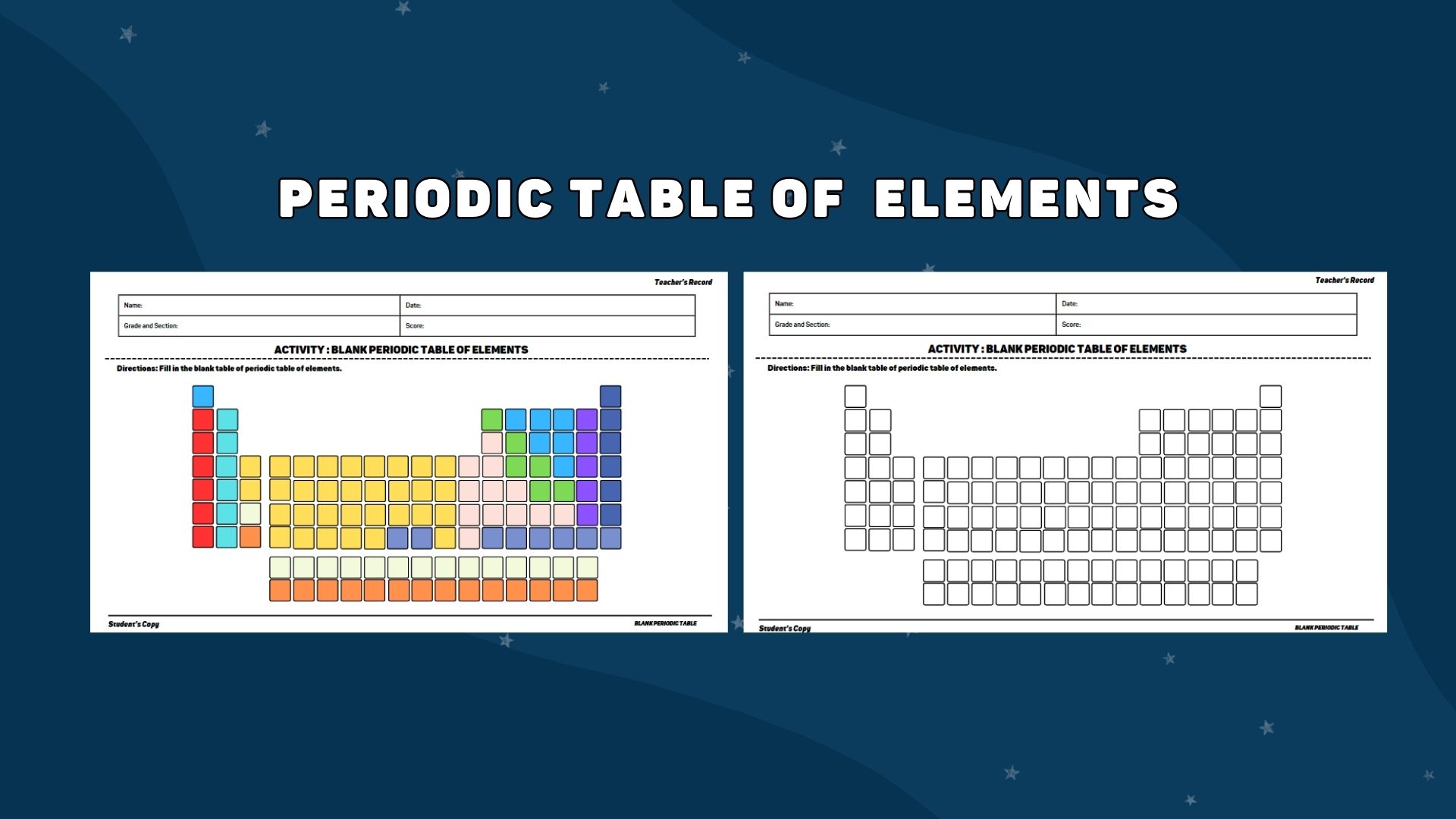 Blank Periodic Table Chart Worksheet